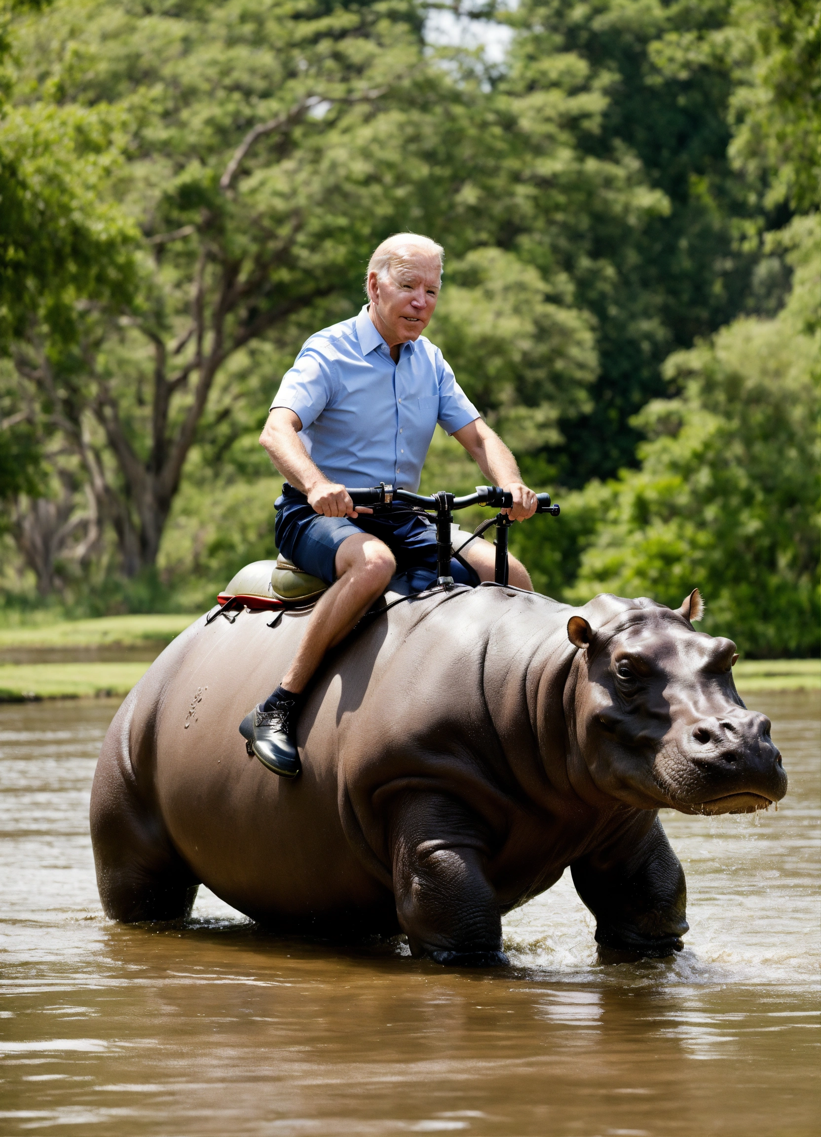 Lexica - Joe biden riding a hippo