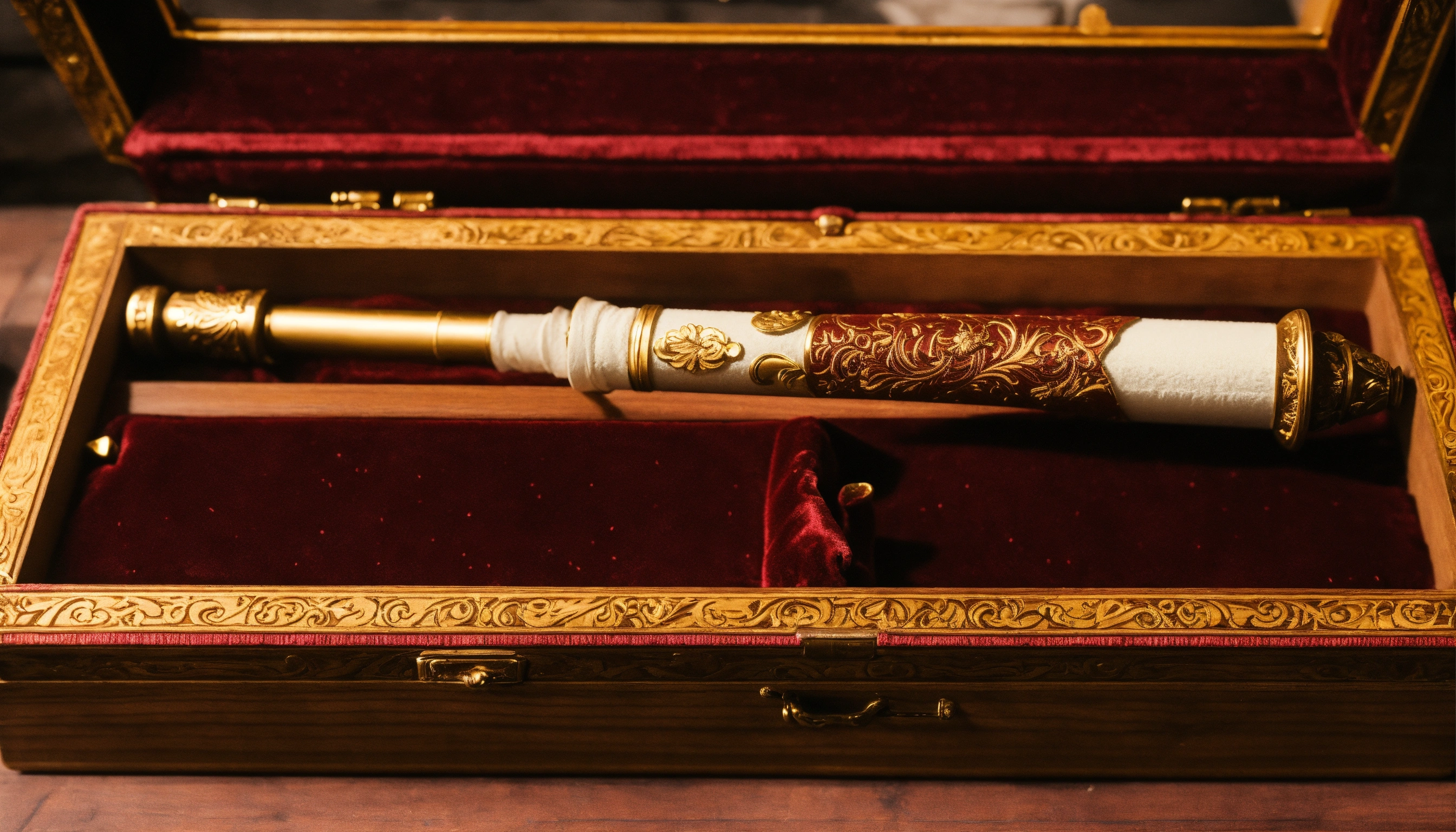 Lexica - A wooden white magic wand in a velvet case. darkest dungeon style