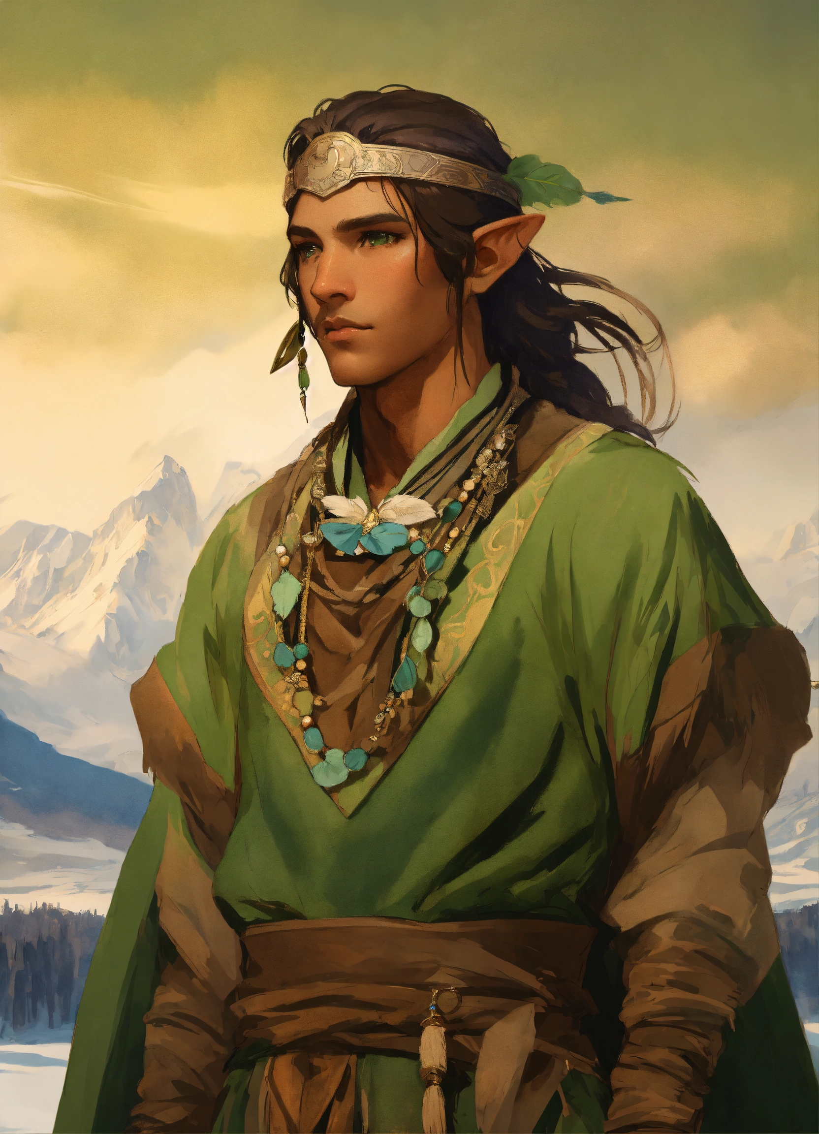Lexica - Full body portrait of handsome elf male scout, high cheekbones ...