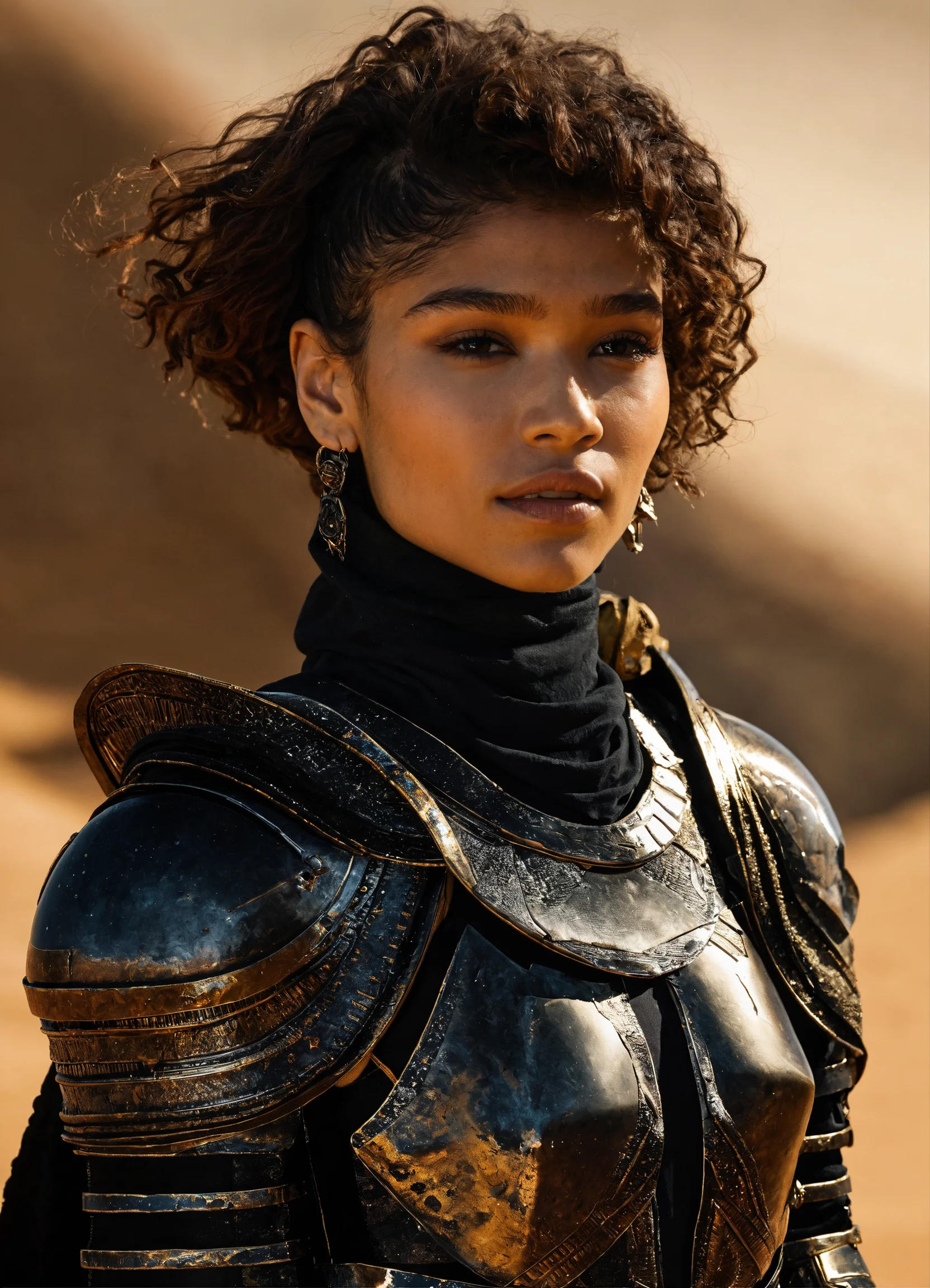 Lexica - Zendaya, ultra high resolution, partial rustic black armor ...