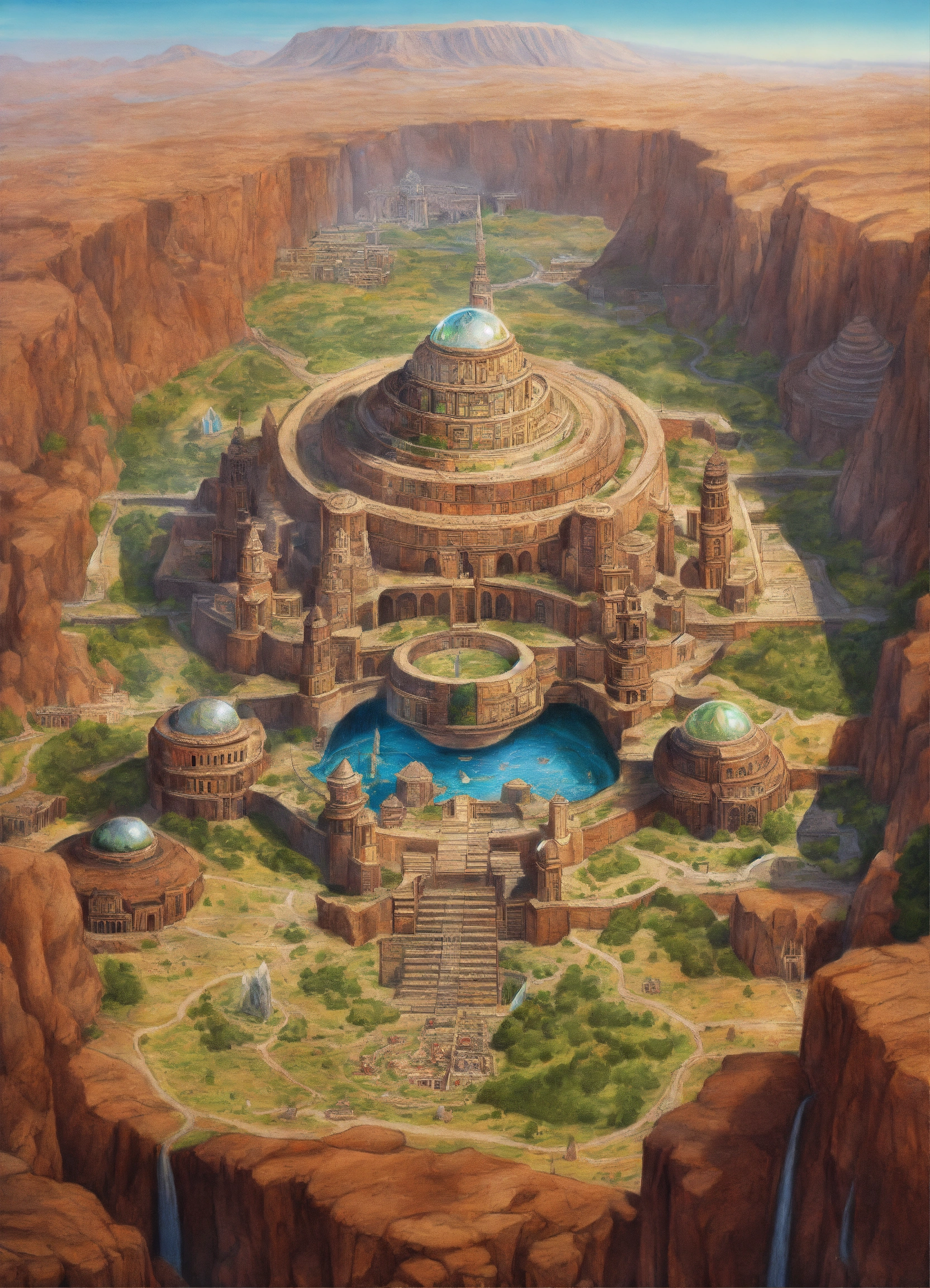 Lexica - Realistic colored pencil illustration of a big map of an intra ...