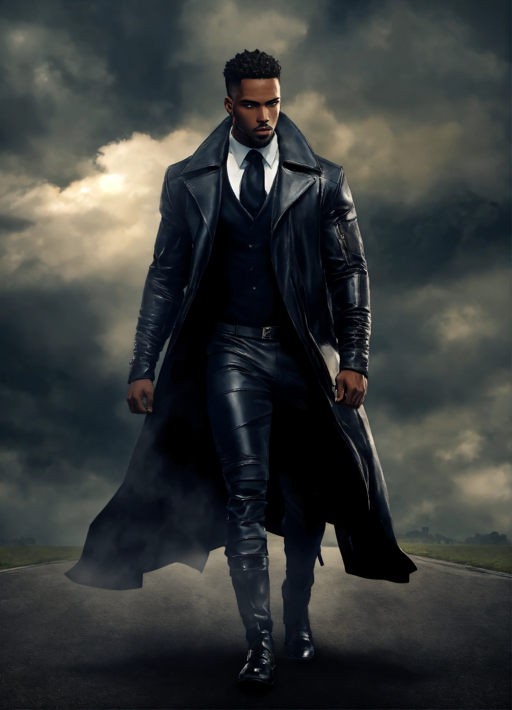 Lexica - A strong young handsome black male god, with short dark hair ...