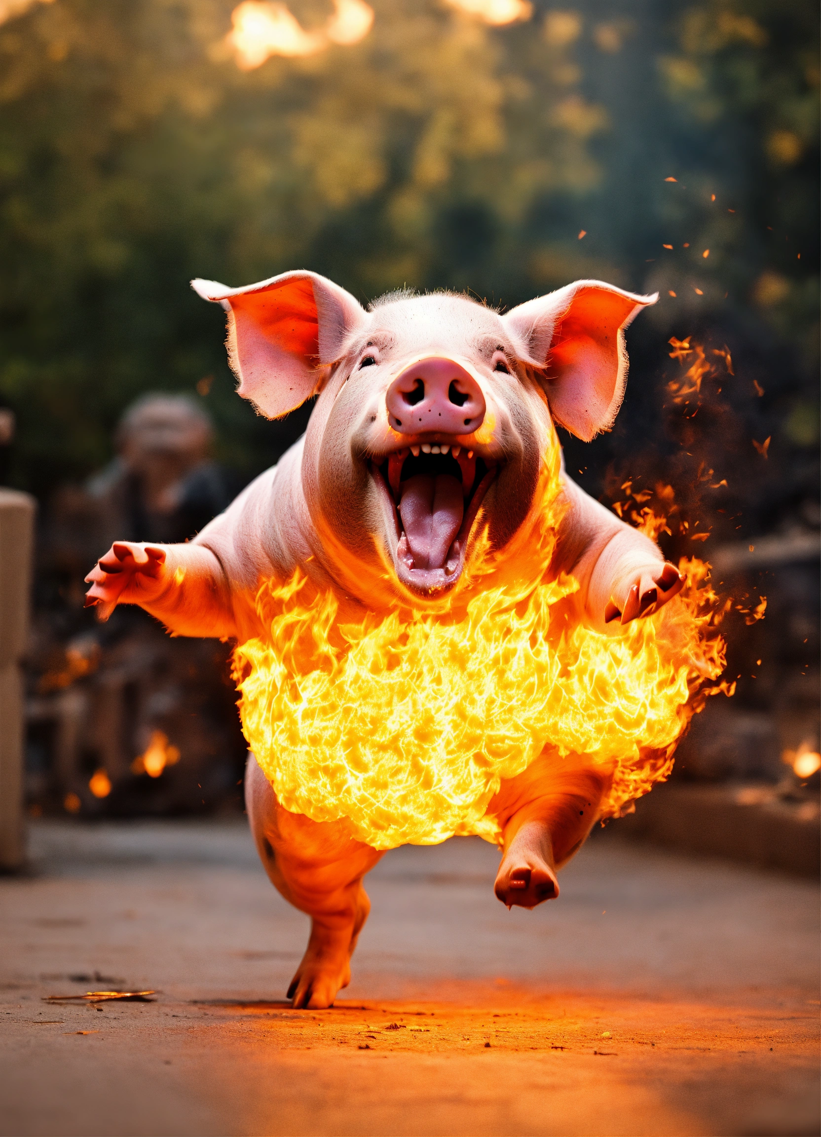 Lexica - A dancing pig who is on fire screaming