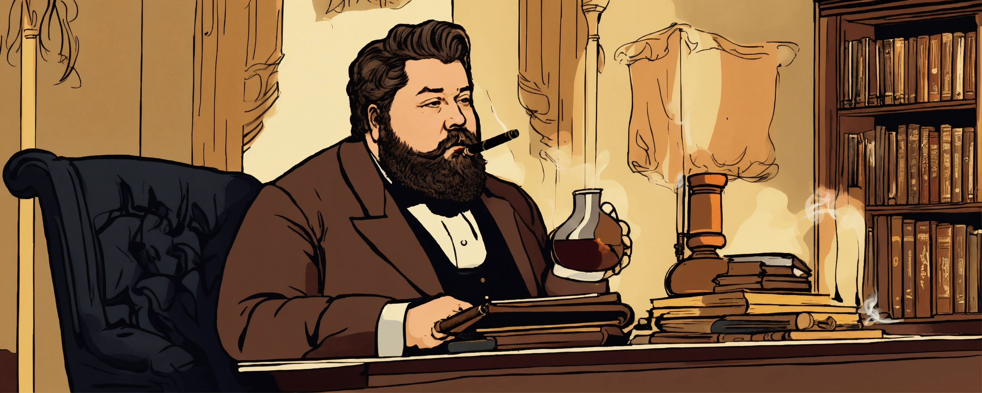 Lexica - Charles Spurgeon, ink illustration style. He's depicted ...