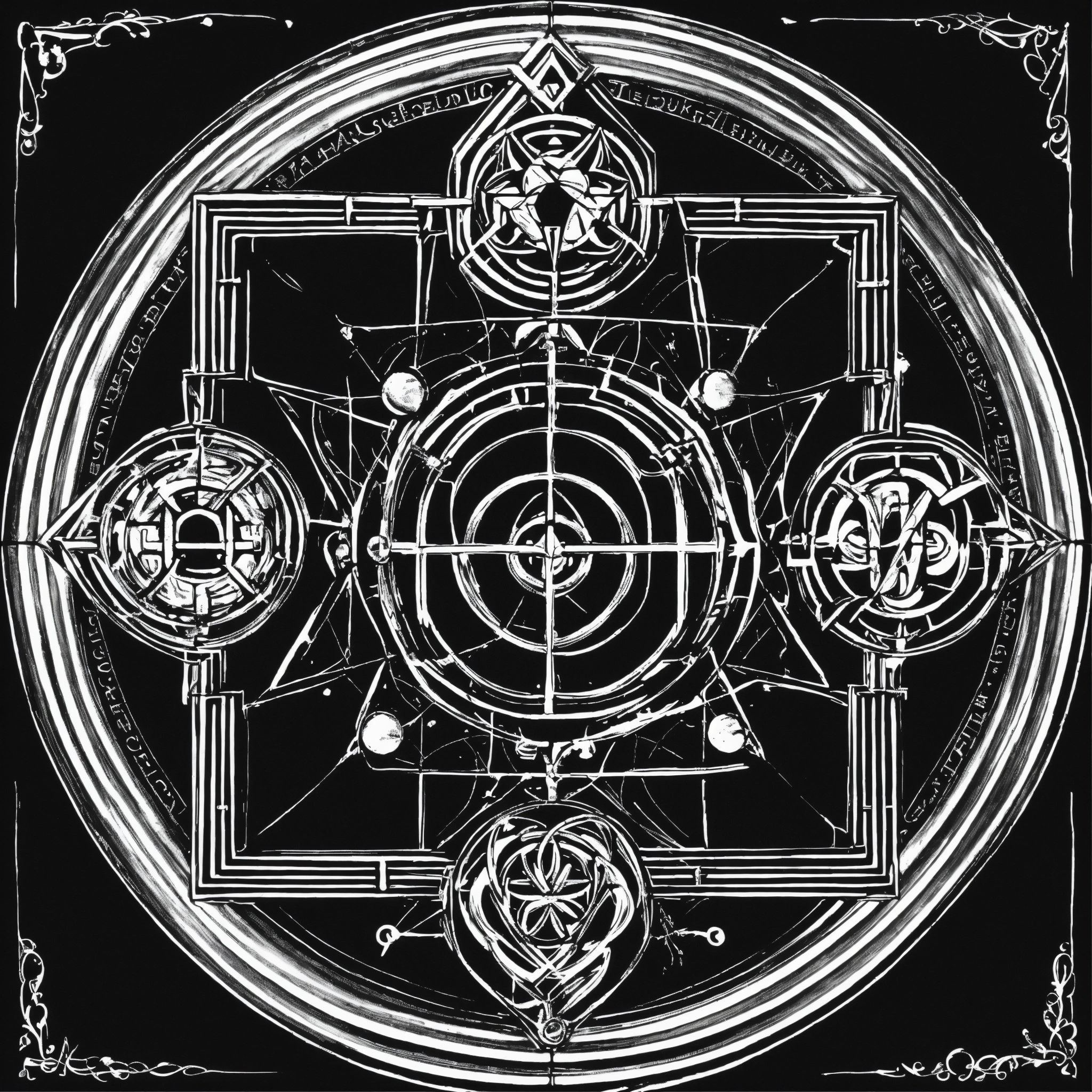 Lexica - Tesseract fratcal symbols, black and white
