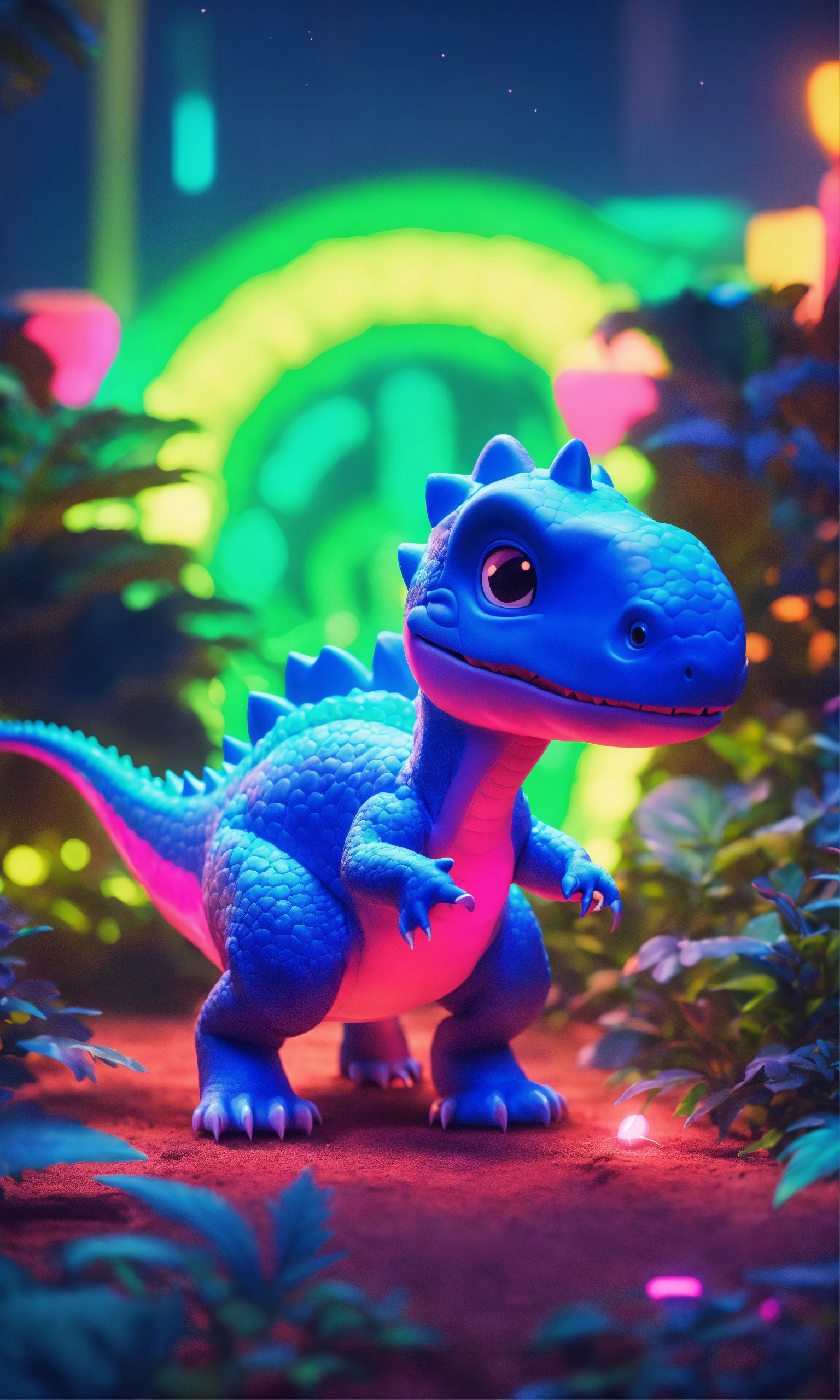 Lexica - Cute dino nft NEON IŞIKLI 4K 8K