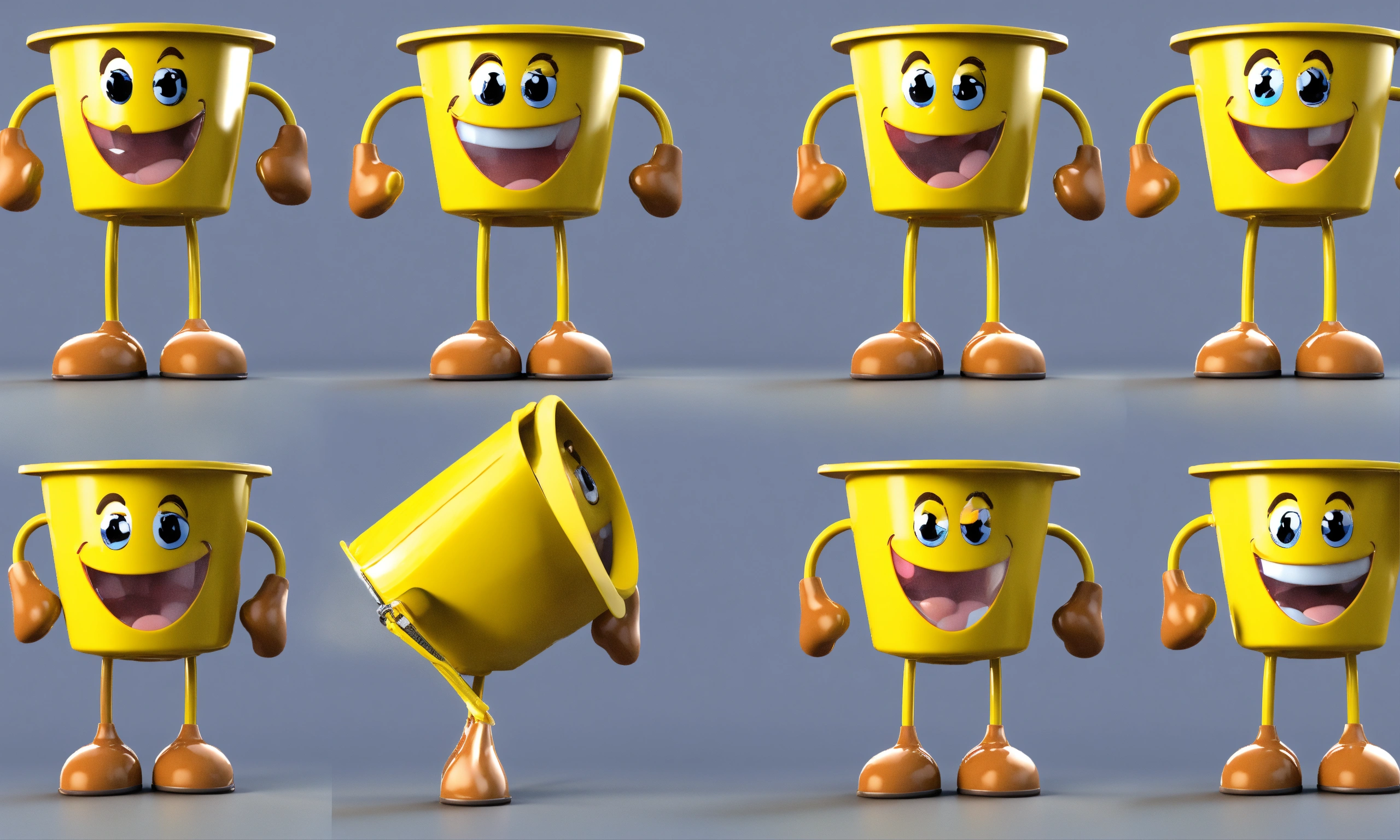 Lexica - Bucket character is a portrait with arms and legs and a ...
