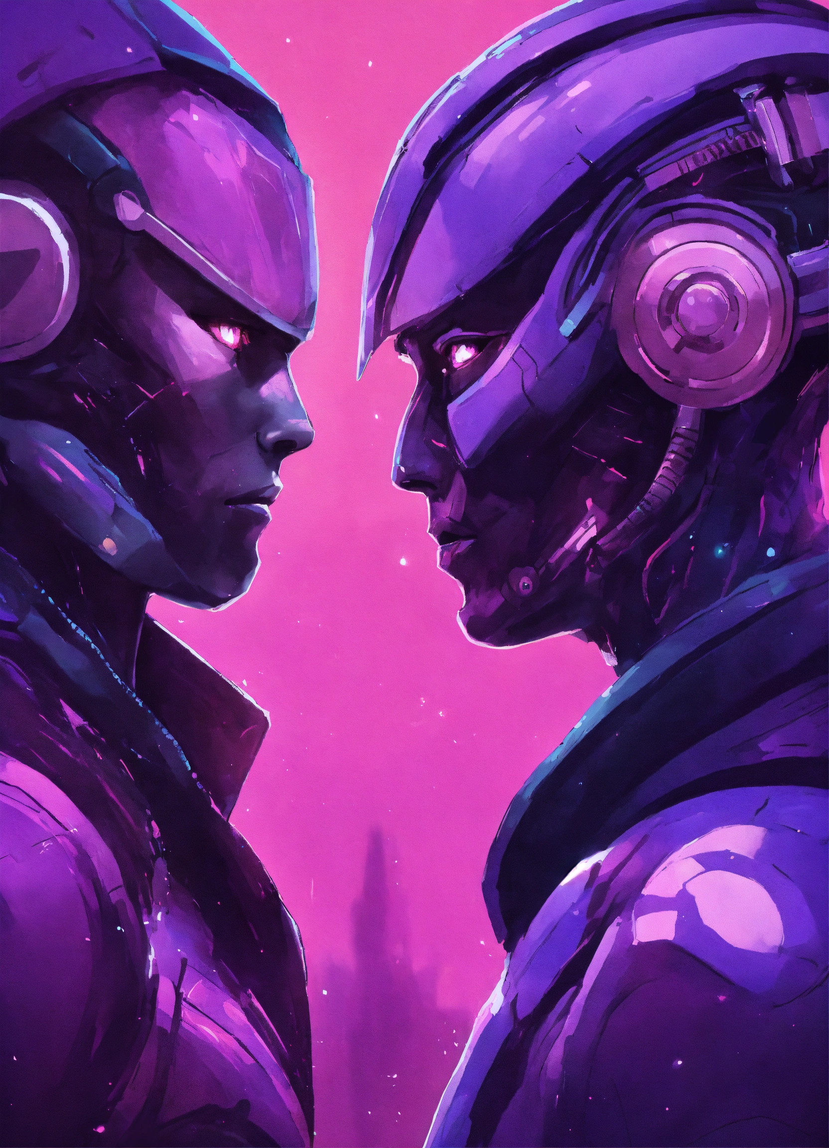 Lexica - Illustration of two cyber creatures looking at each other with ...