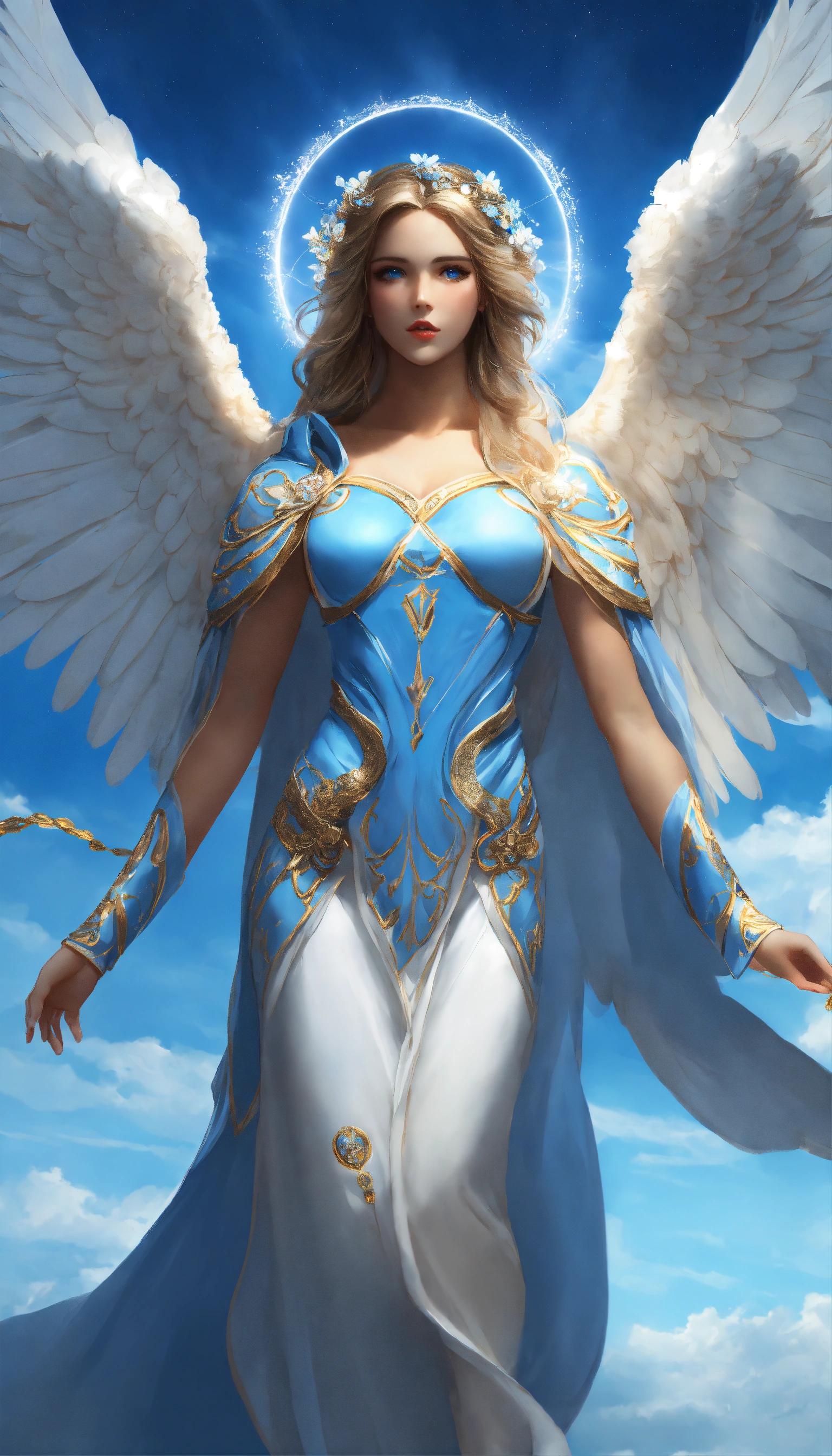 Lexica - Beautiful and perfect guardian angel with defined blue wings ...