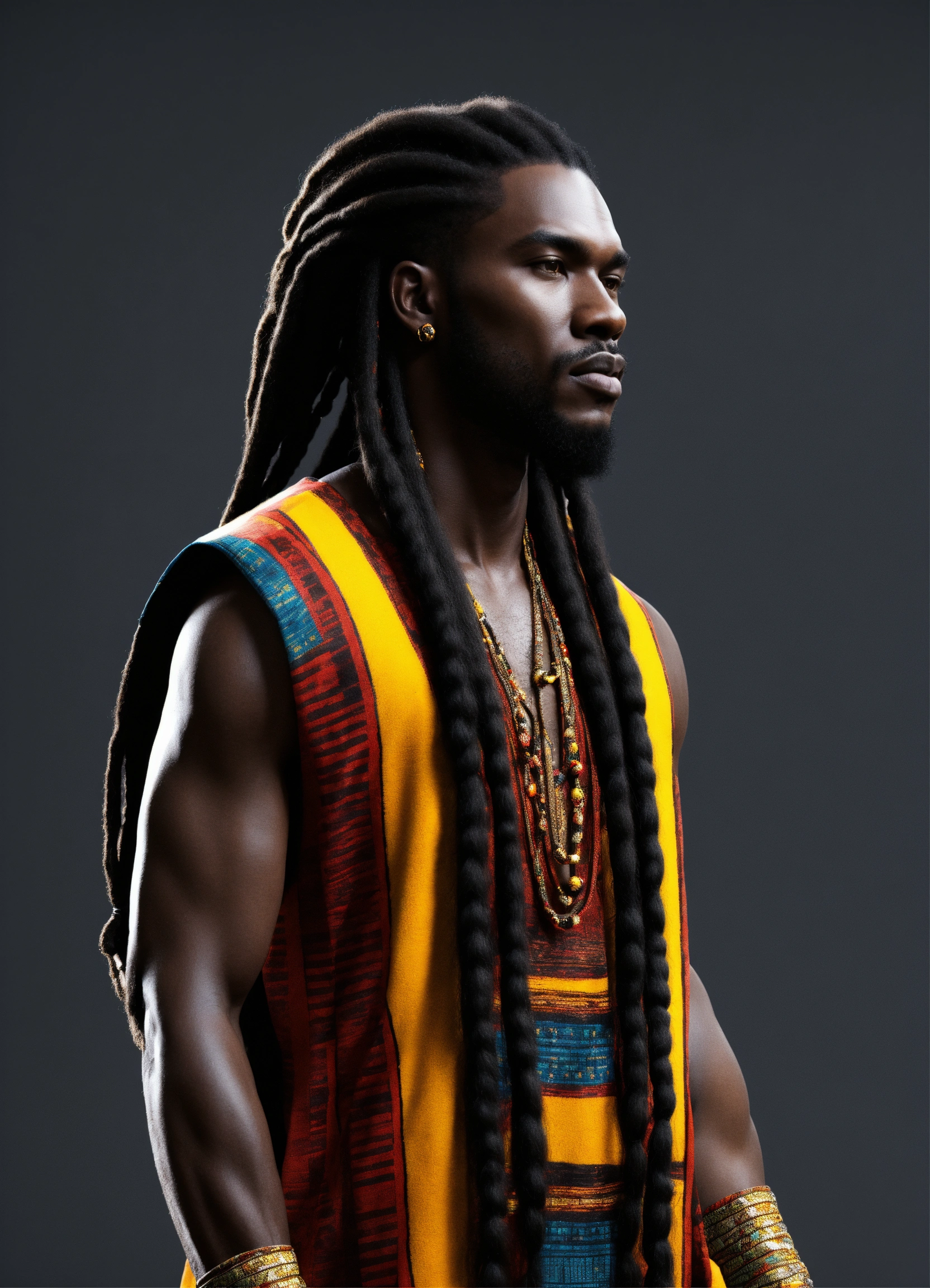 Lexica - 3d render of a Black man with long flowing dreadlocks, 6'5 ...