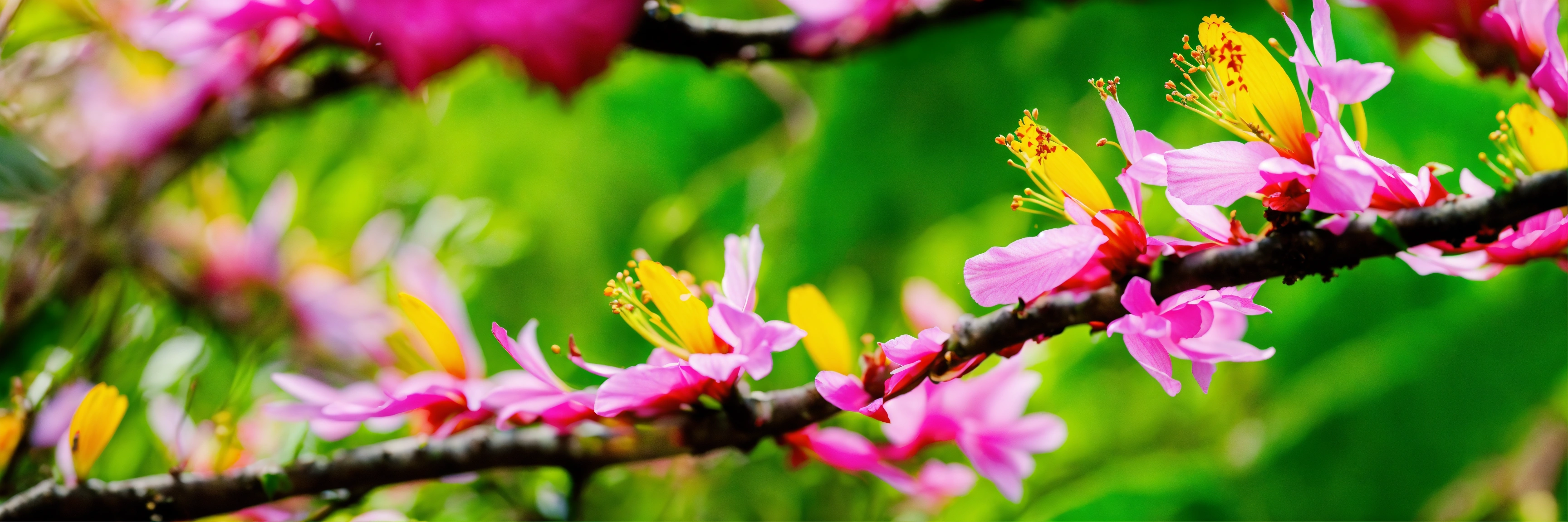 Lexica - Upclose view of a Luscious tree’s limbs blooming with flowers ...