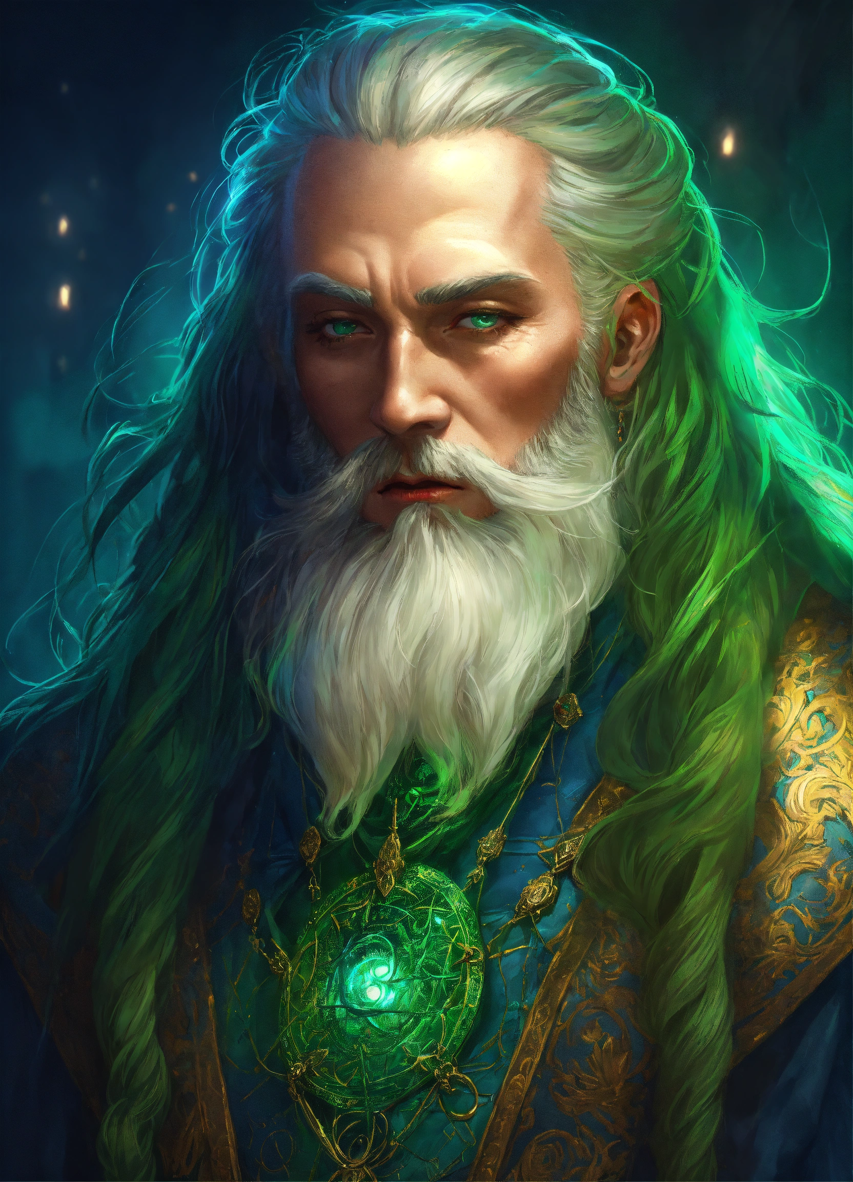 Lexica - Evil wizard, 60 years old, long green beard, thin body, long ...