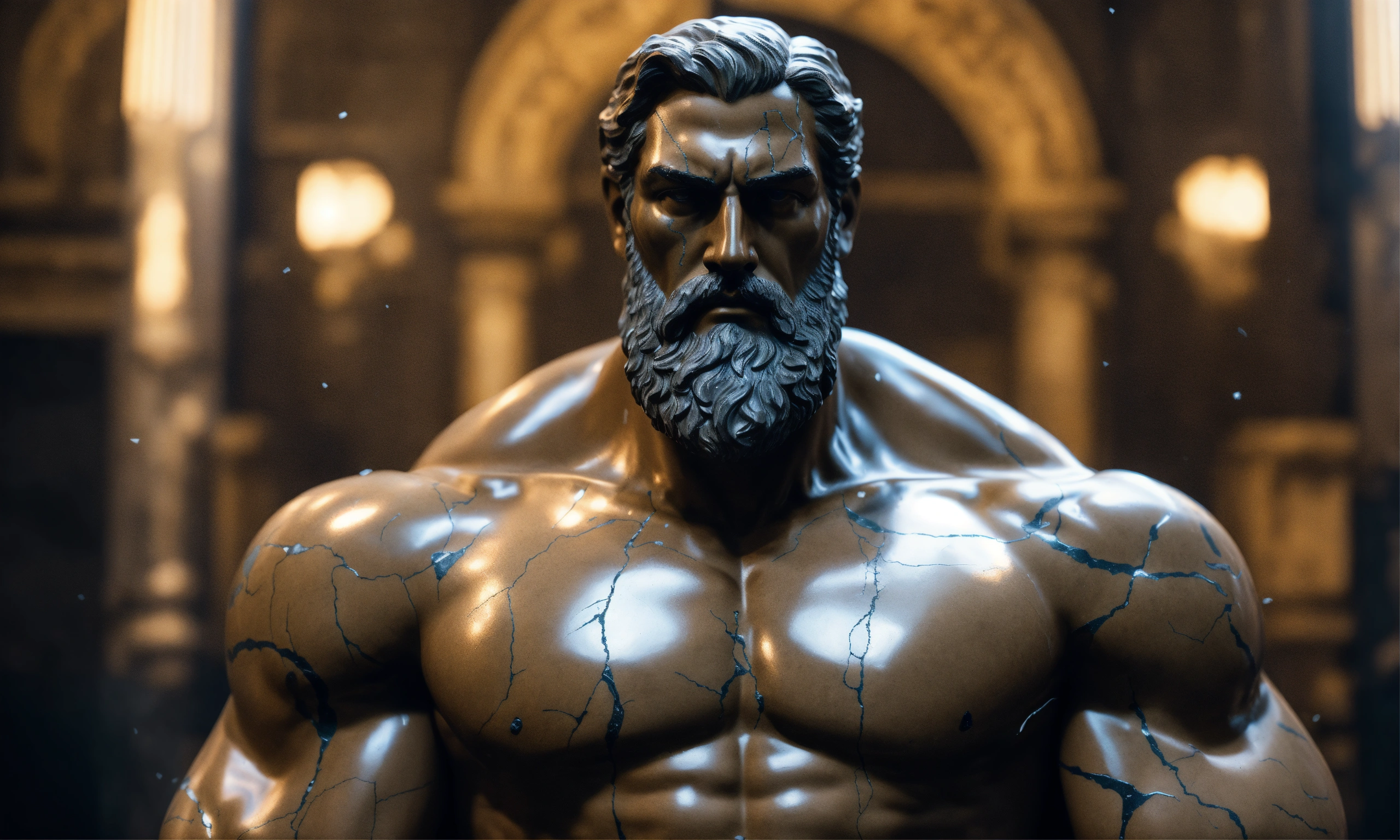 Lexica - A muscular statue of a strong Greek man with a beard and scars ...