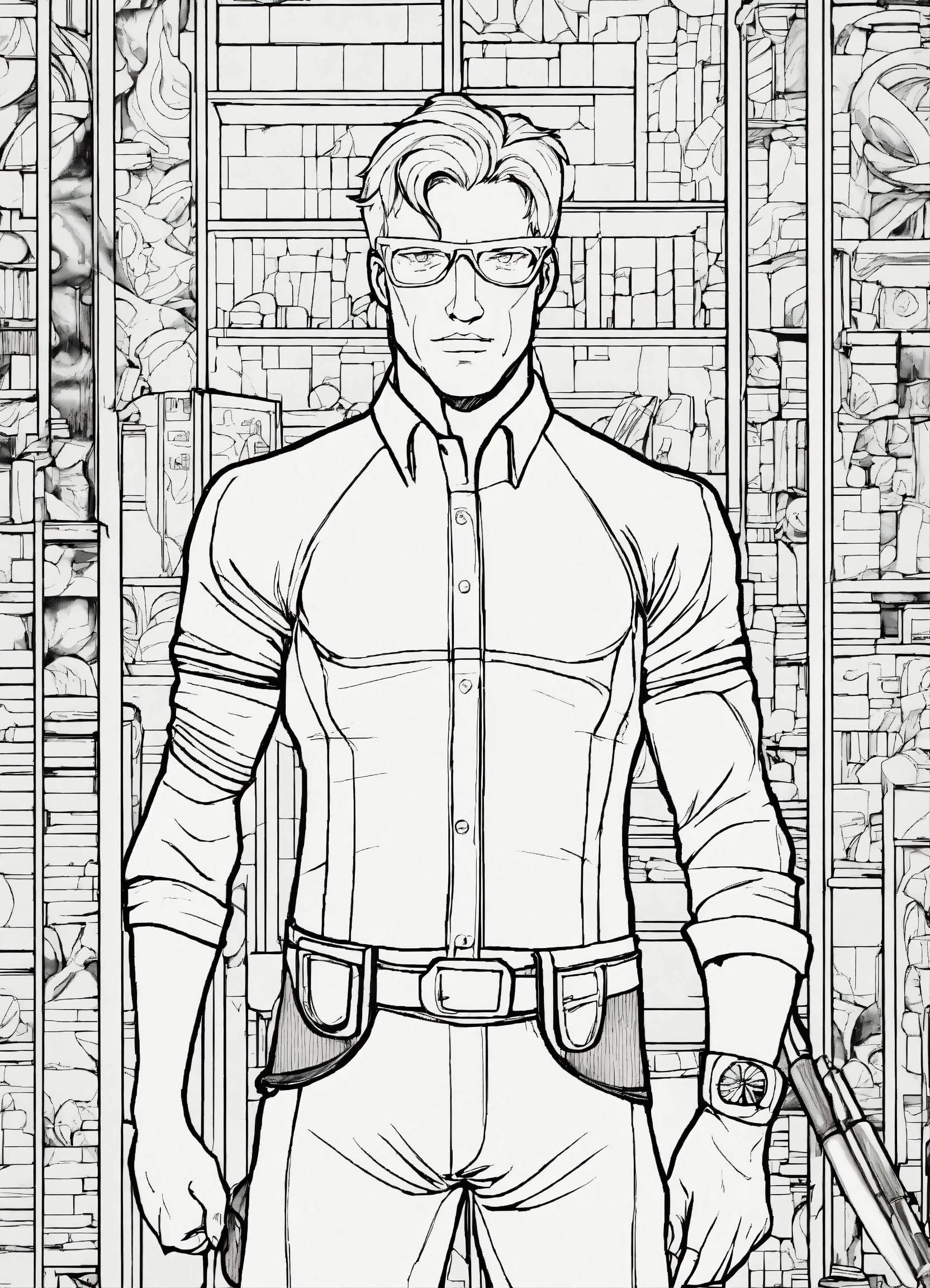 Lexica - Coloring page for adults, "know-it-all" idiot hero character ...