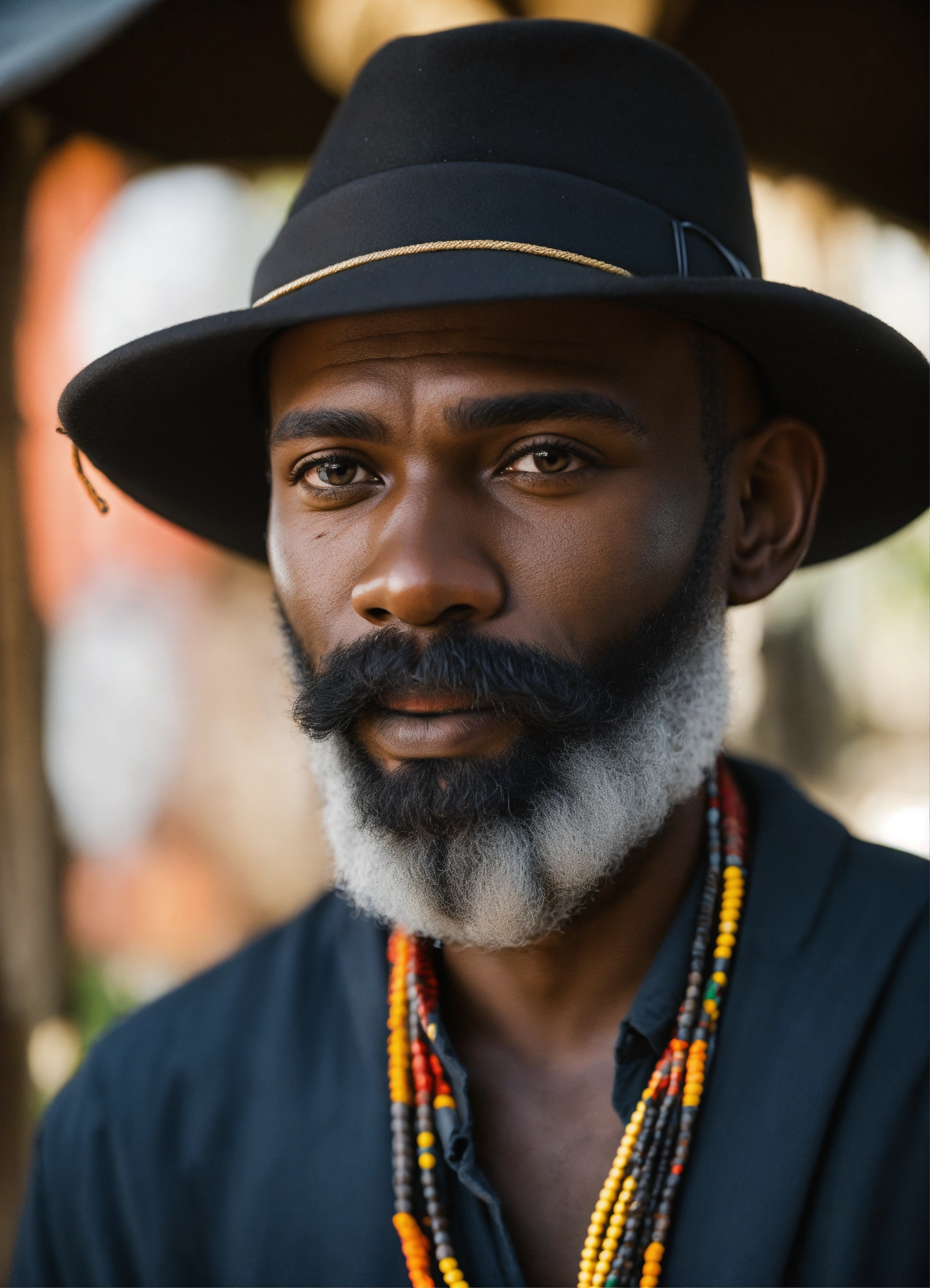 Lexica - Vieux homme africain noir barbu avec chapeau