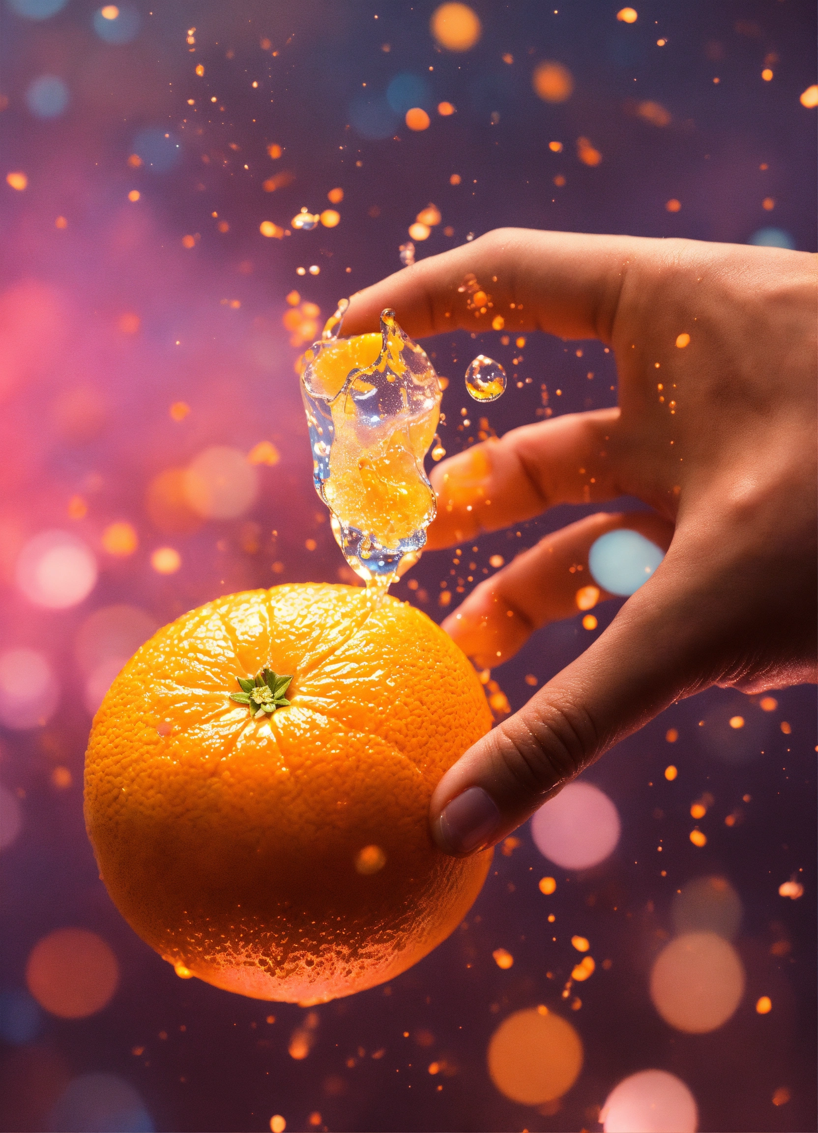 Lexica - Tosses an orange with his hand facing him. Extremely luminous ...