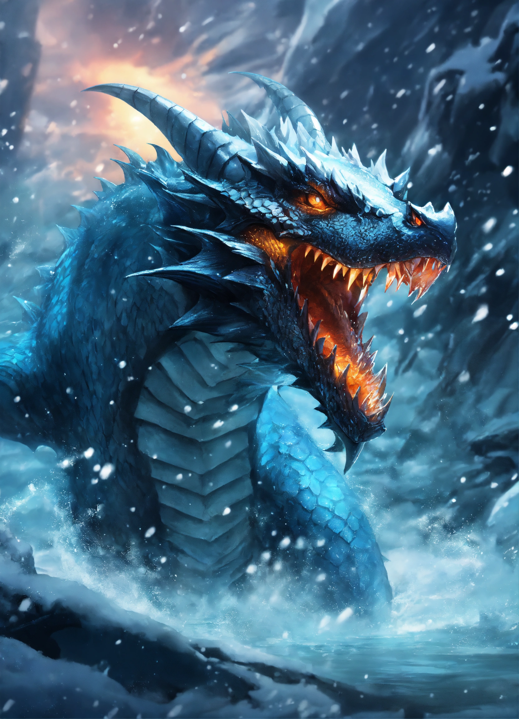 Lexica - Frost dragon in cold water, icy and snowy, dnd, fantasy, evil ...