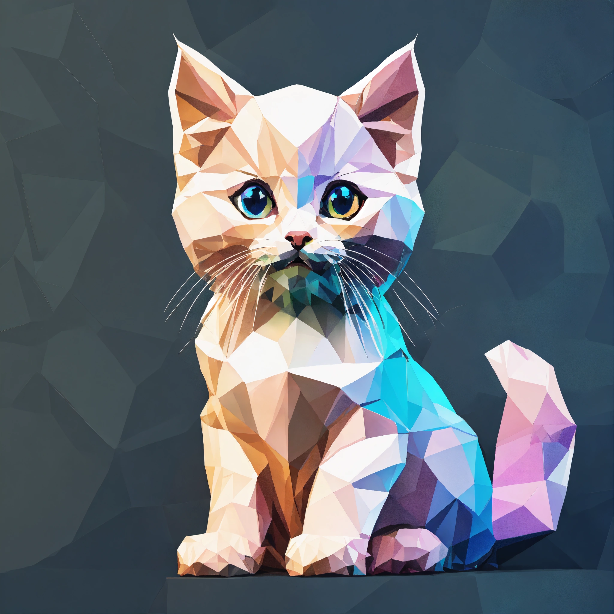 Lexica - Low poly no color line drawing of a kitten with its paws in ...