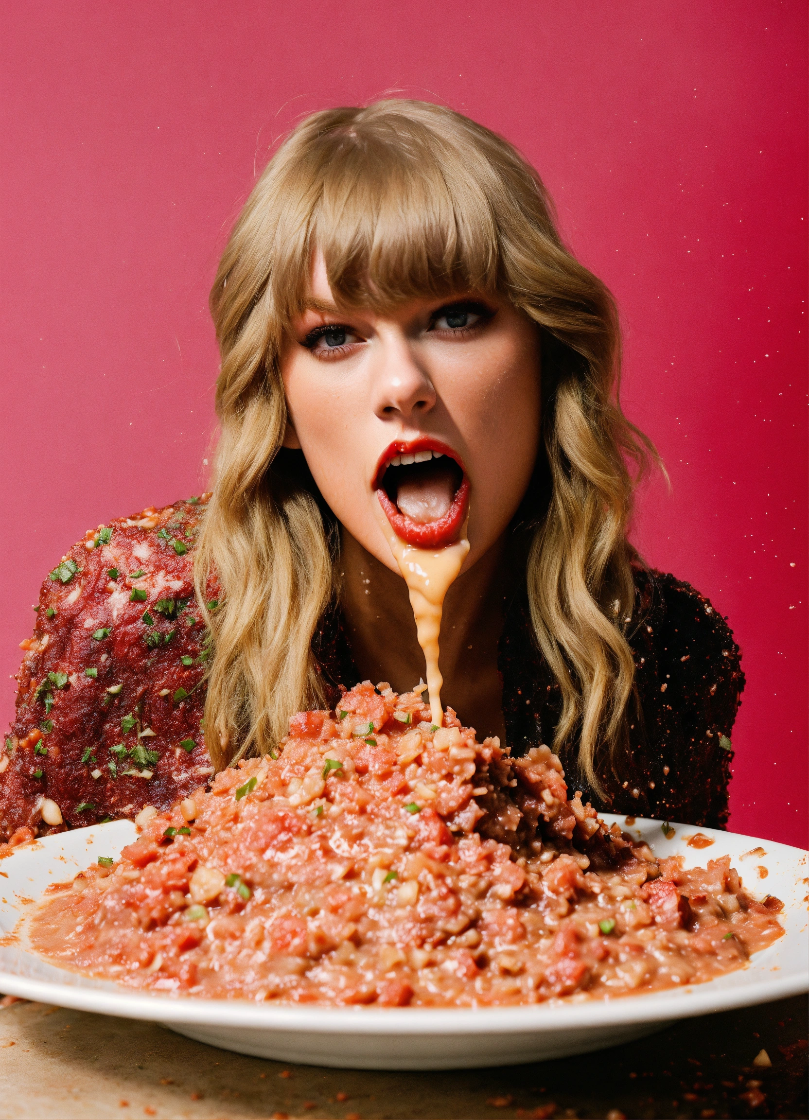 Lexica - Photo realistic shot of taylor swift eating a disgusting pile ...