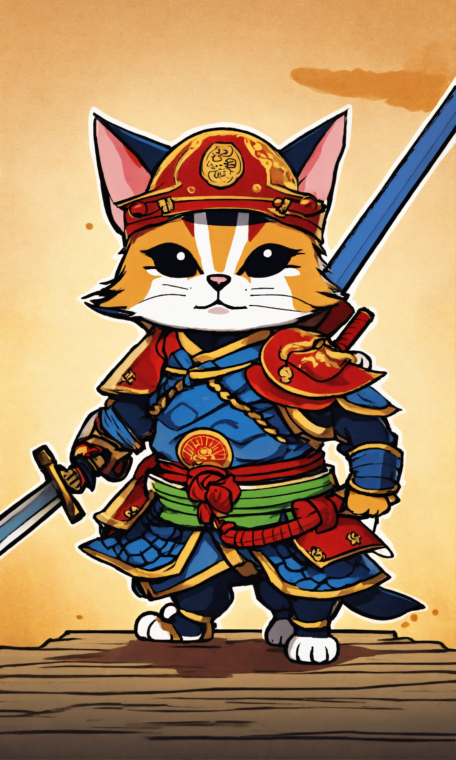 Lexica - A cartoon dog with a samurai helmet and a sword, japanese ...