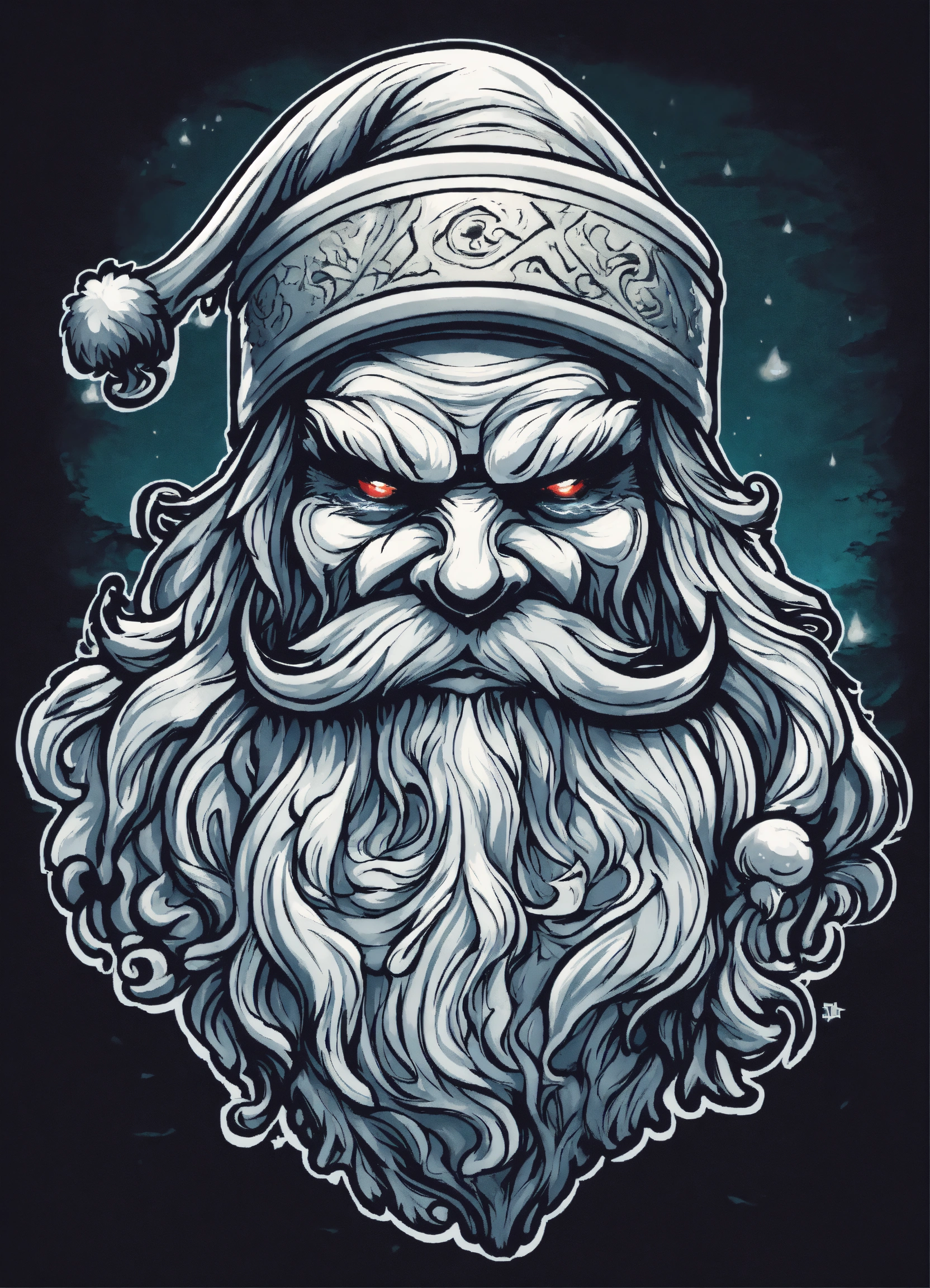 Lexica - WHITE STICKER, SCARY OMINOUS SANTA CLAUS design on a white ...