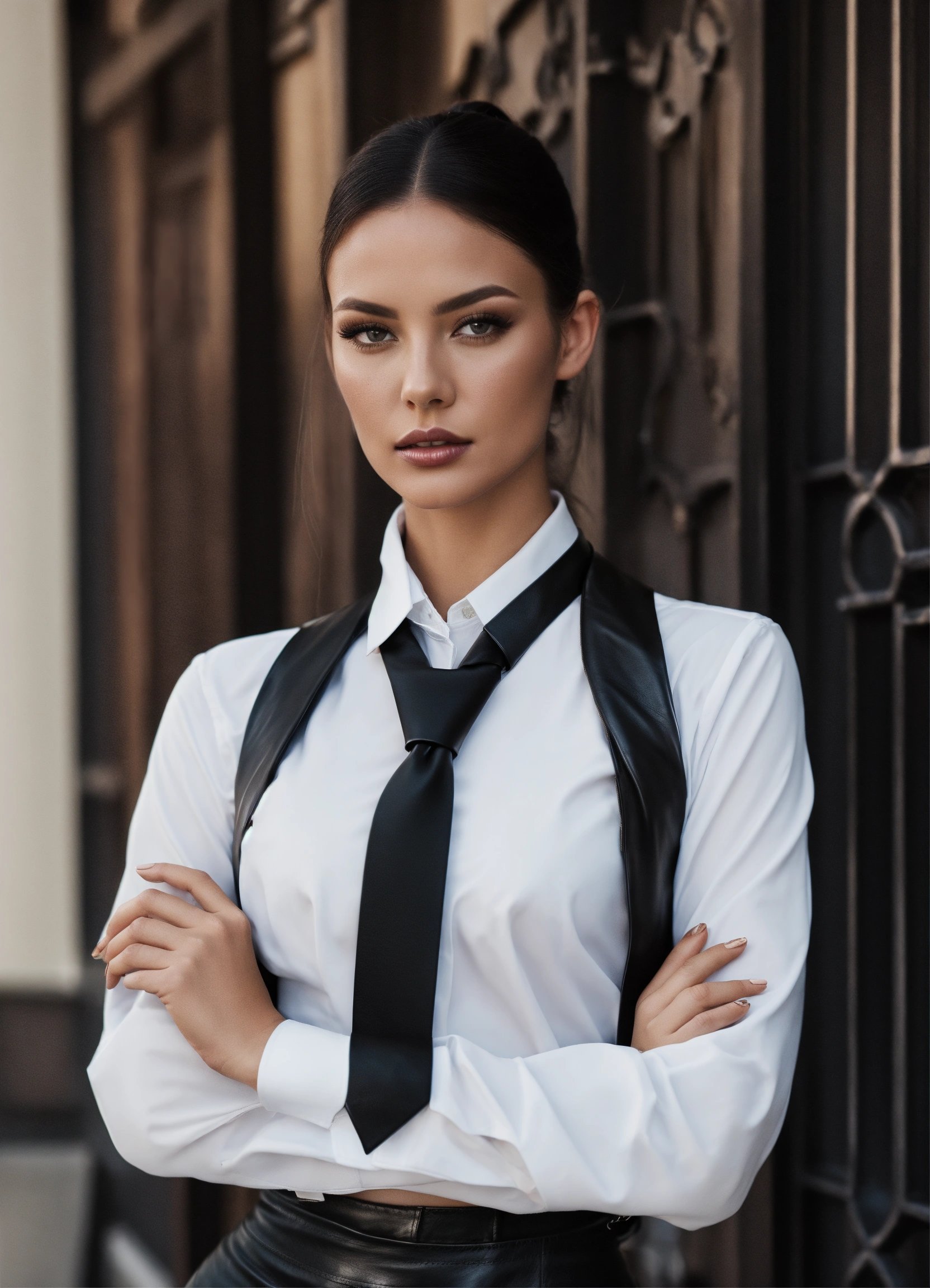 Lexica - Fashion photo, stunning woman, black straight high ponytail ...