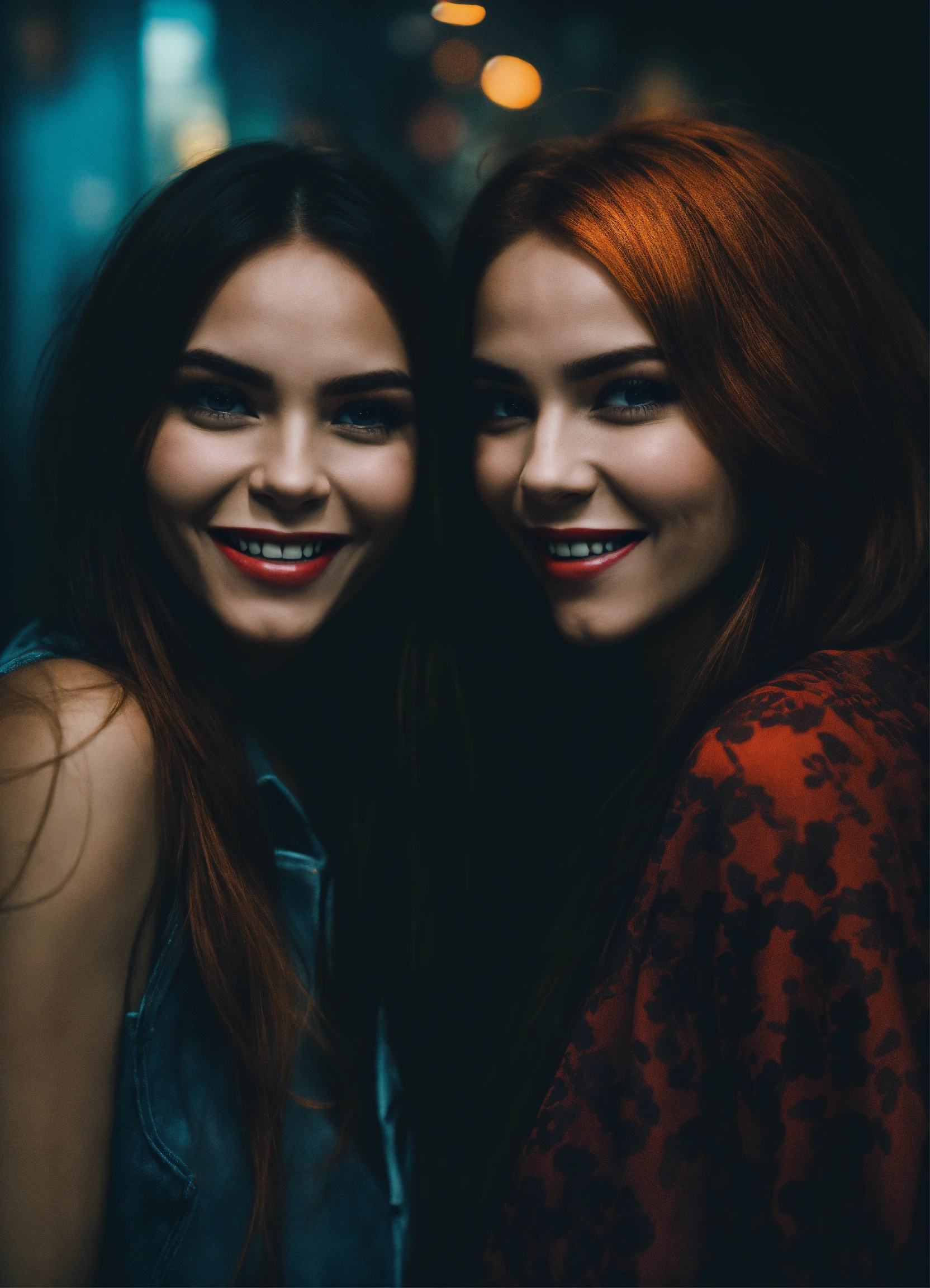 Lexica - 2 female twins looking at each other with jealousy, evil grin ...