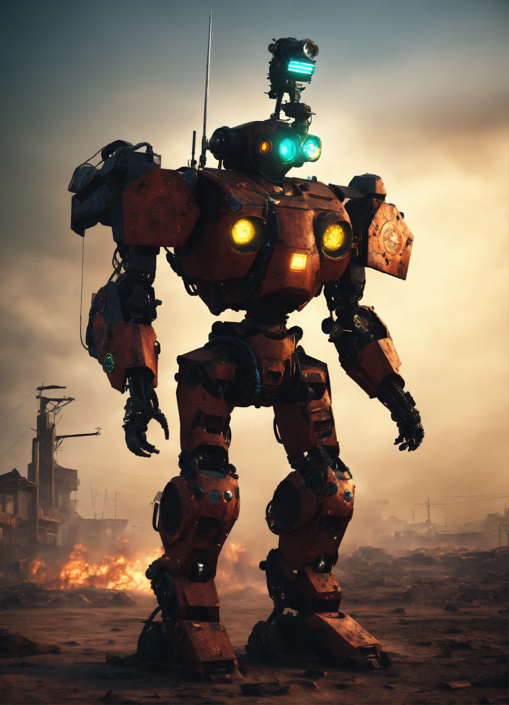 Lexica - Final boss from a post-apocalyptic robot combat in 3D.