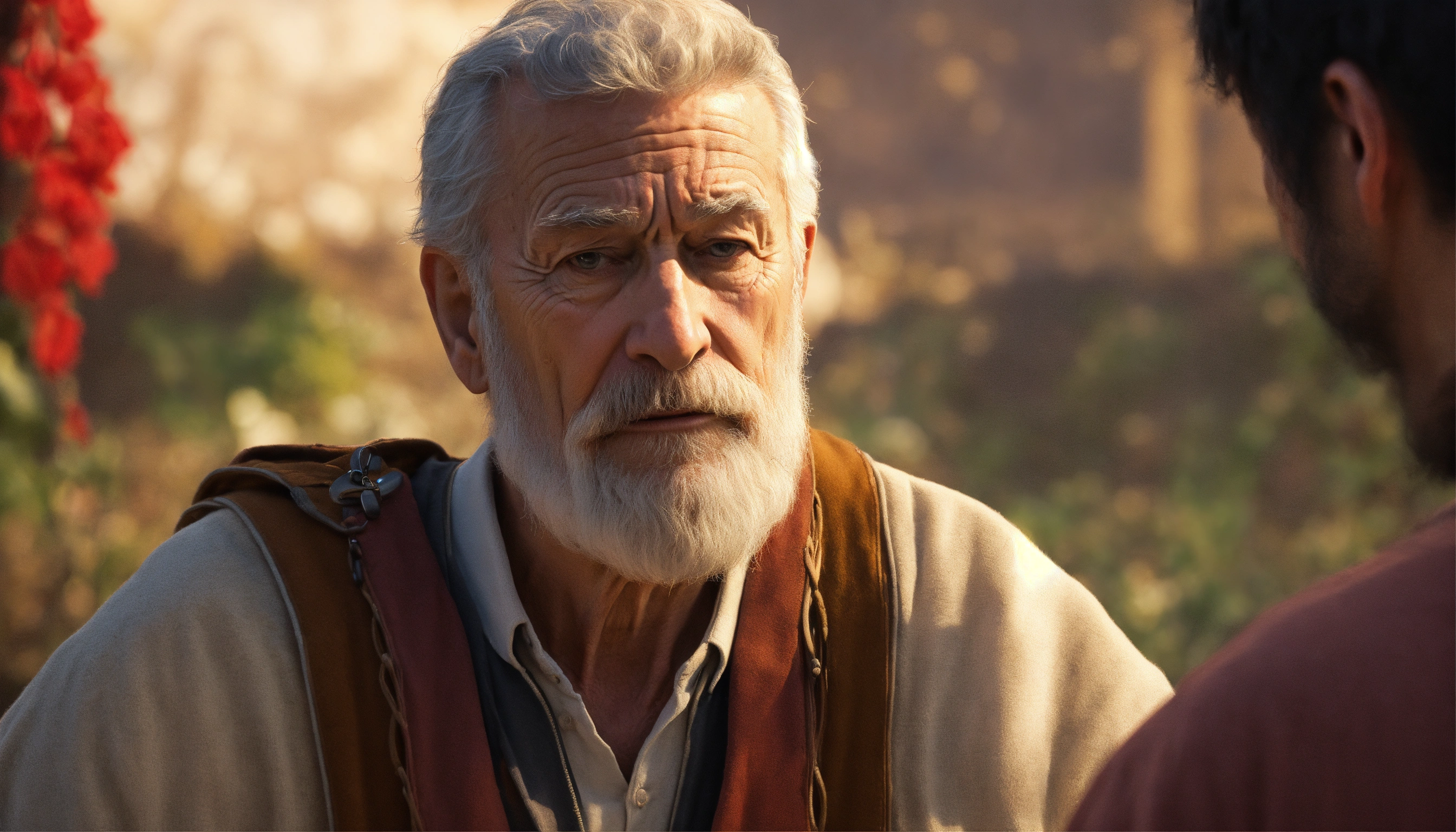 Lexica - Stoic old man, chating with a friend,gratitude, well done ...