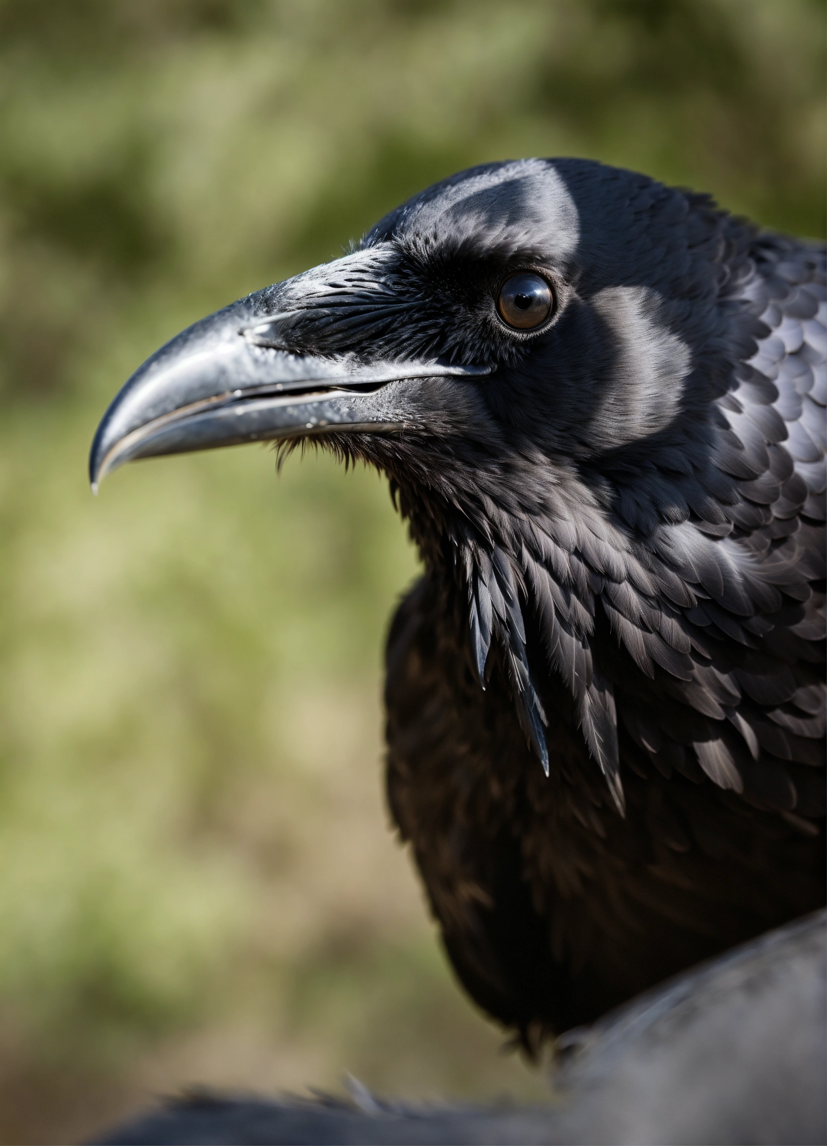 Lexica - Raven flying, wings down, close up face