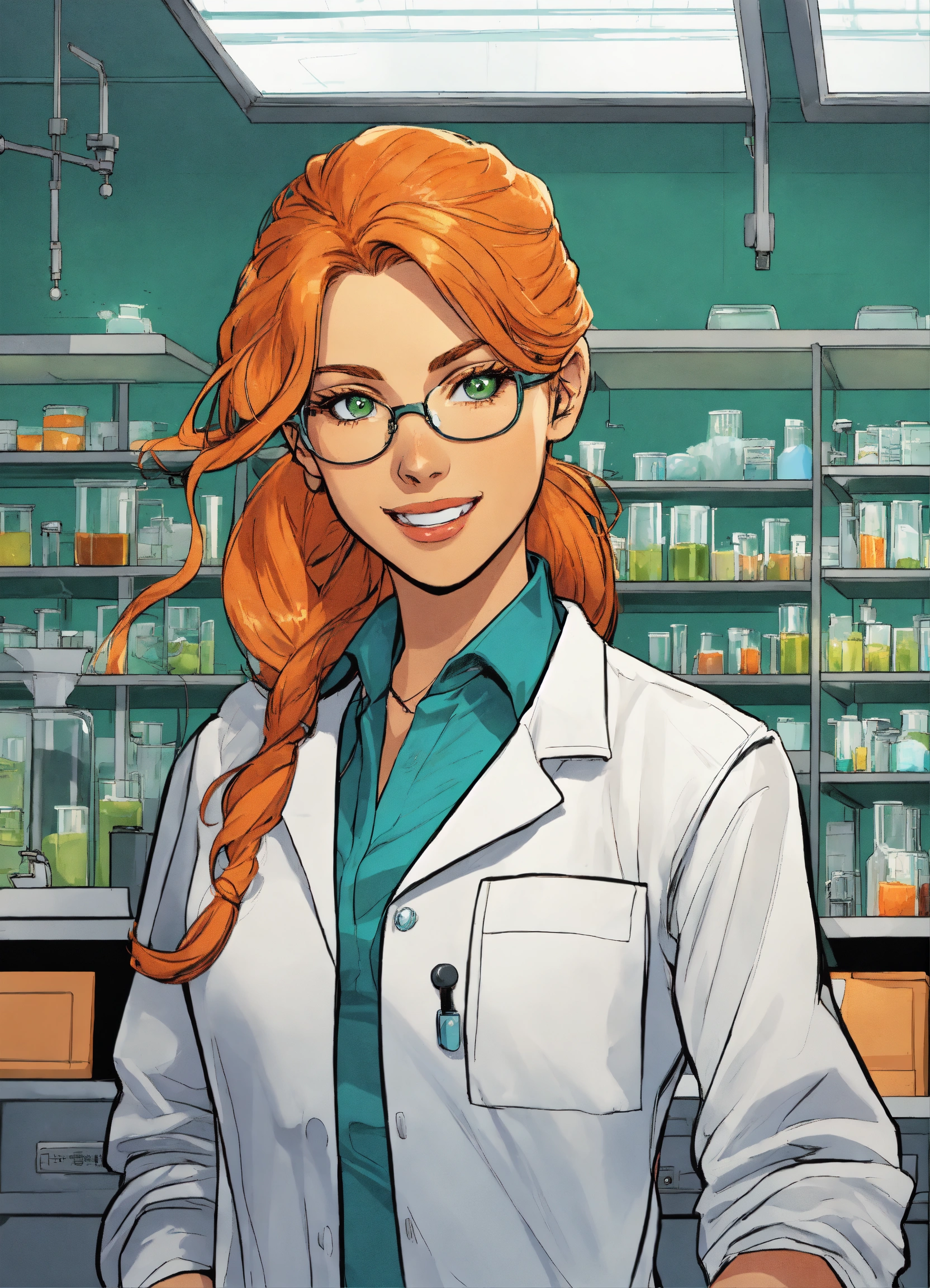 Lexica - Full body of a young female scientist in her 20s with green ...