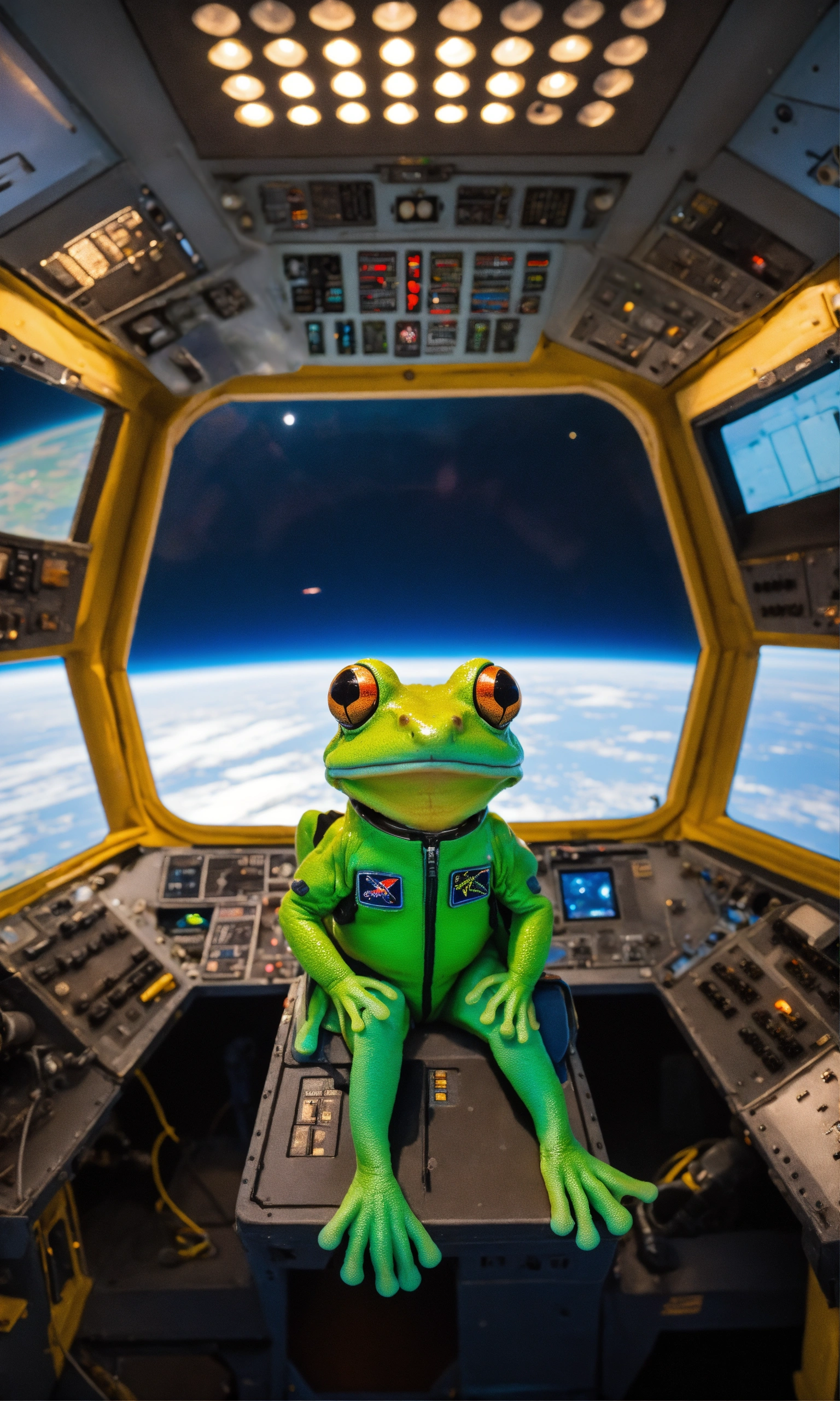 Lexica - A cute and tiny frog commander inside the Space Shuttle's ...