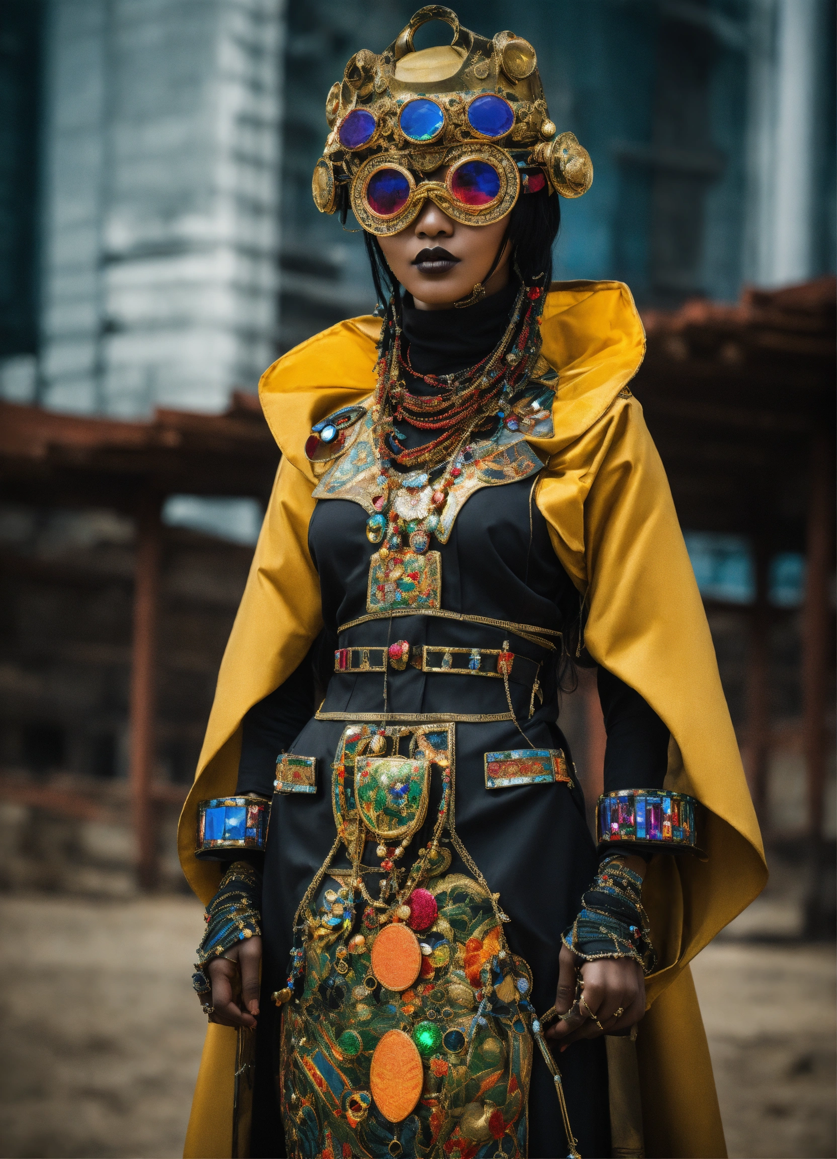 Lexica - Jeweled mask, solarpunk travaler, futuristic mongolian nomad ...