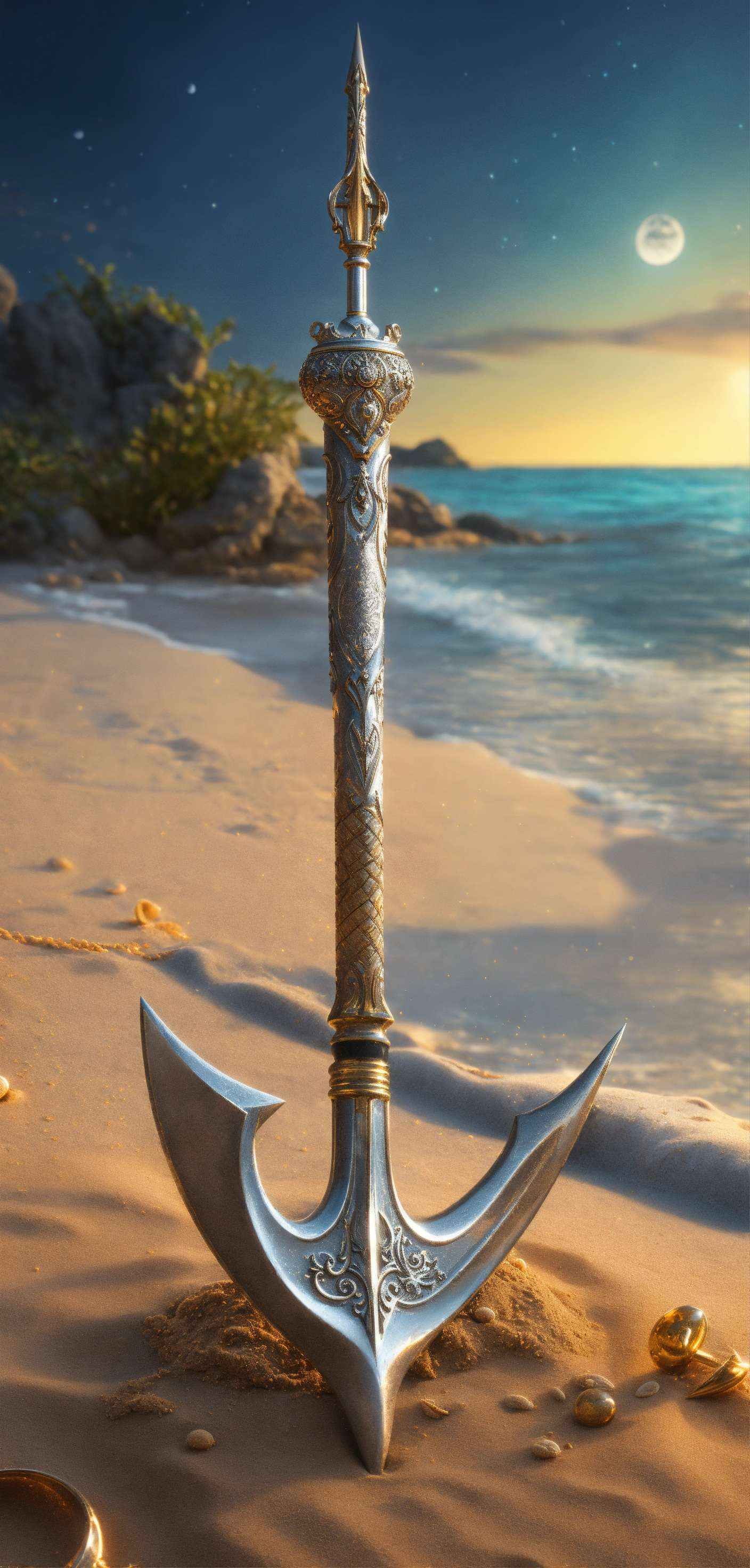 Lexica - 8k, picture of a narrow and delicate gezackte throwing harpoon ...