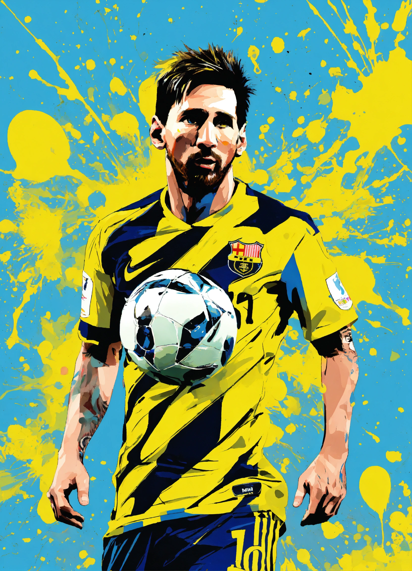 Lexica - Futuristic paint splatter of messi , Basquiat-inspired, creamy ...