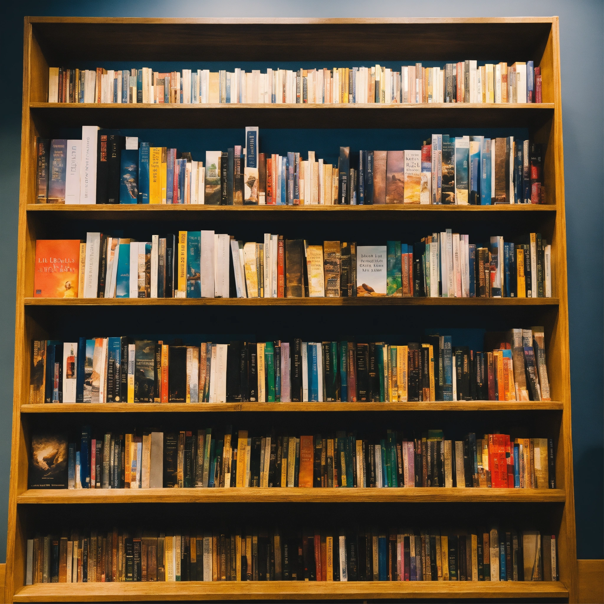 Lexica - A photo of a shelf with books. The books are of different ...