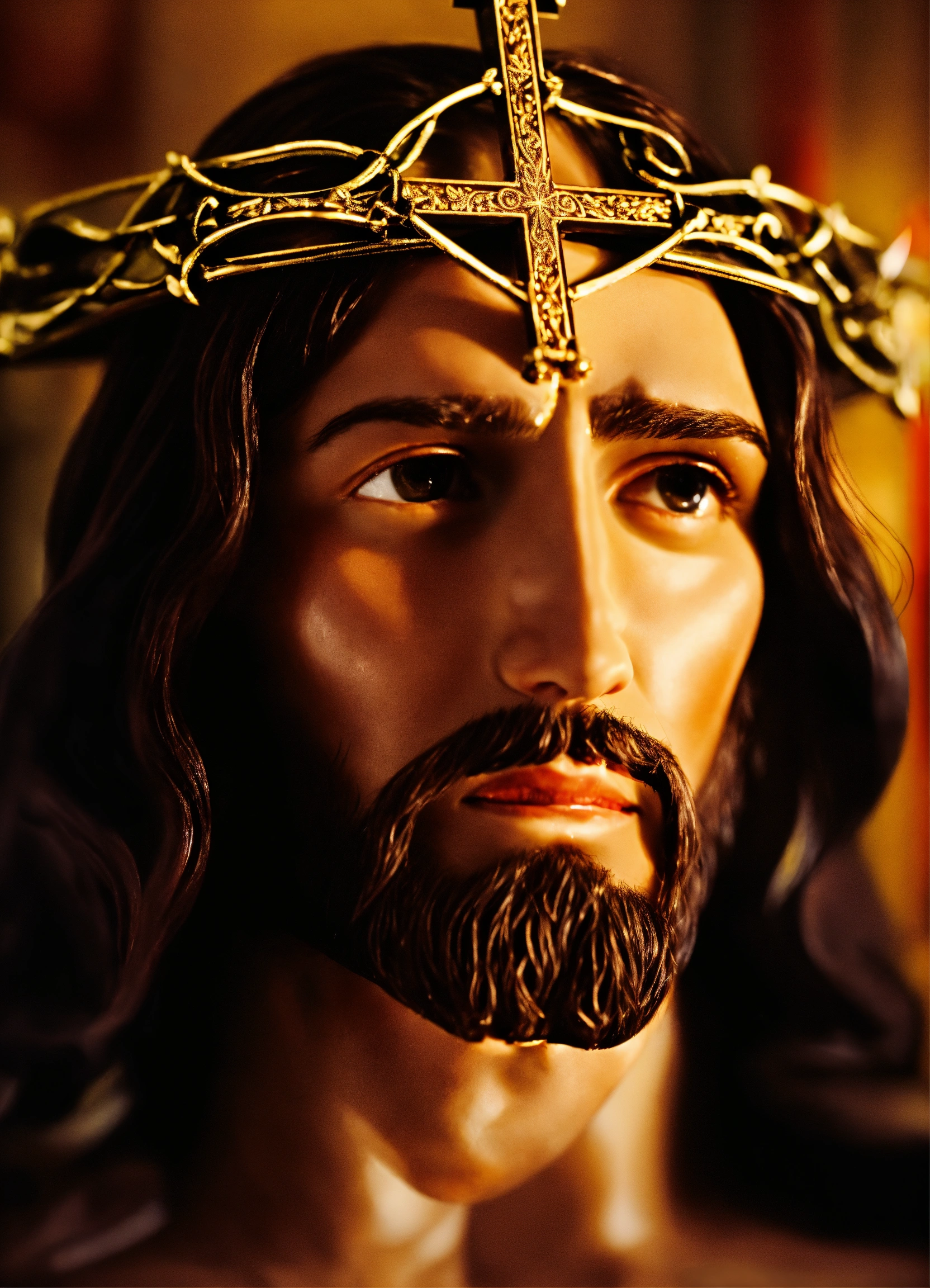 Lexica - Jesus on the cross; face closeup; in the altar with holy ...