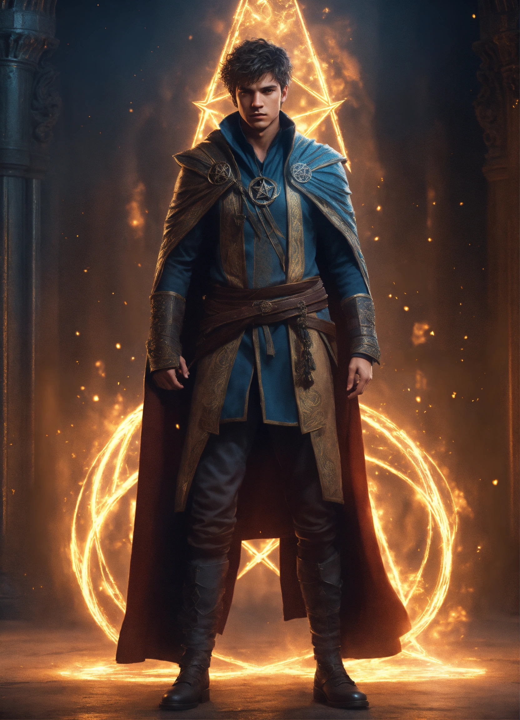 Lexica - A realistic full body portrait of a young powerful male mage ...
