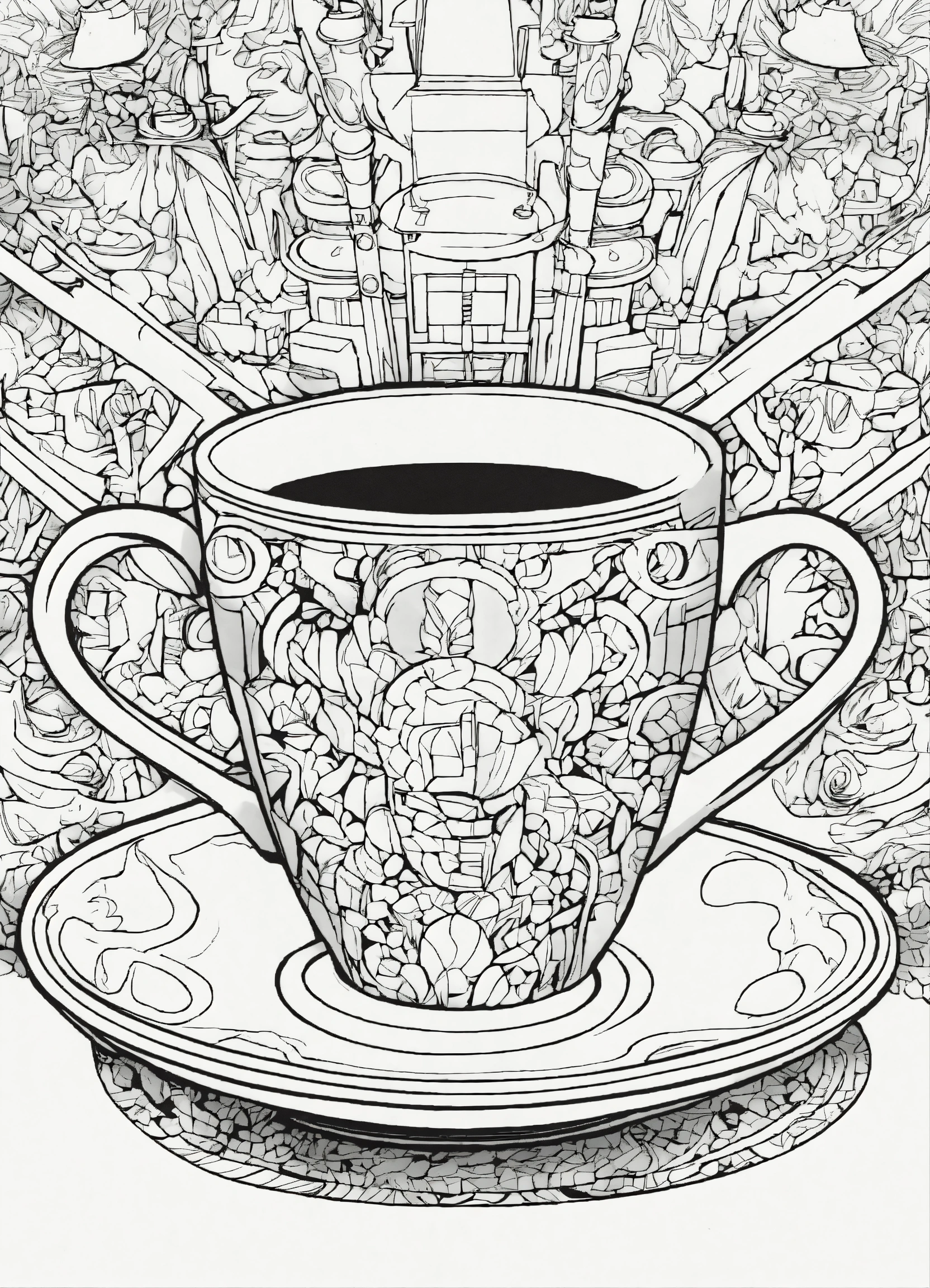 Lexica - Coloring page for adults, espresso cup, symmetrical, white ...