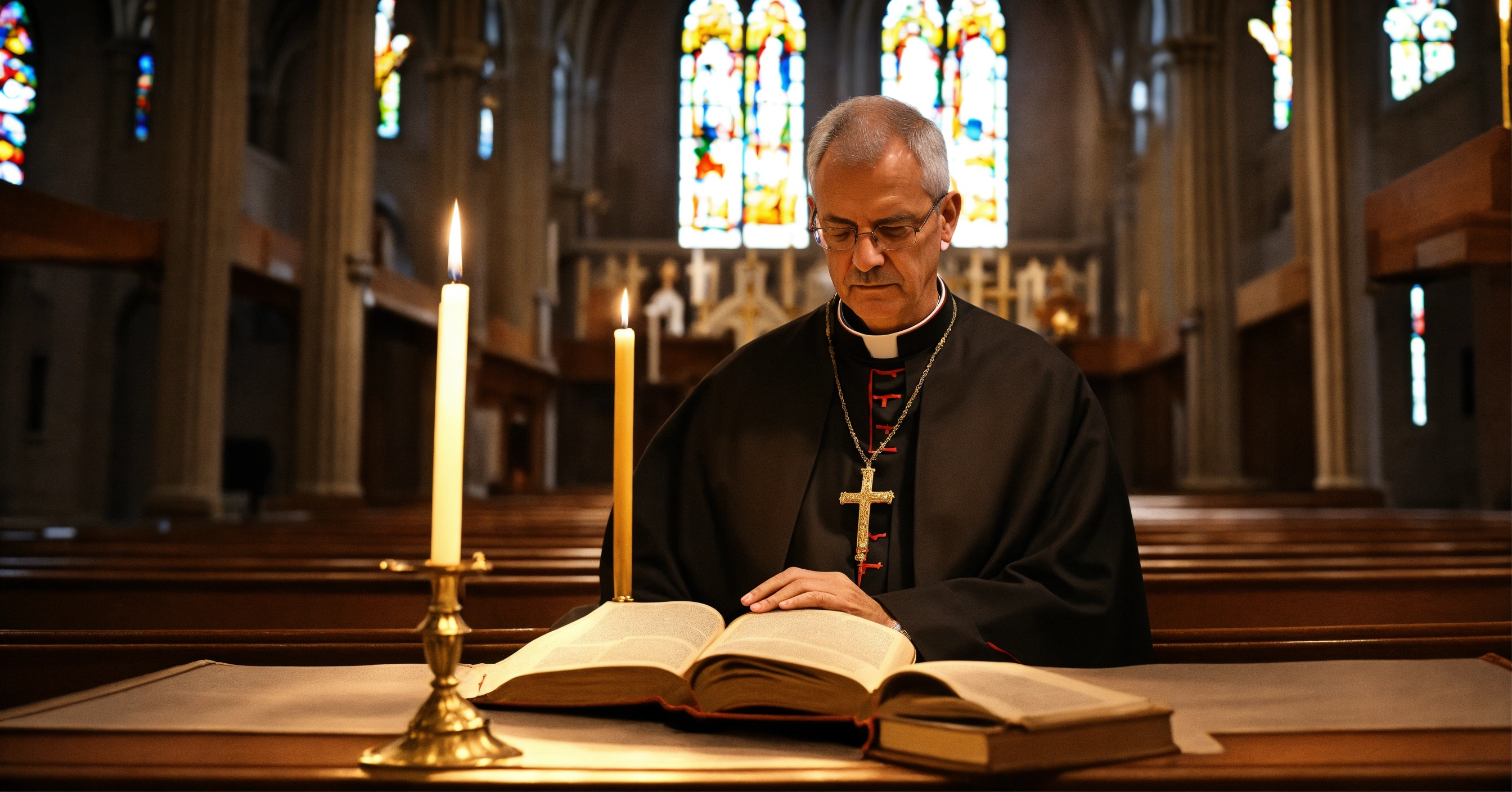 Lexica - Catholic priest reading the Bible at the church's ambo. hyper ...