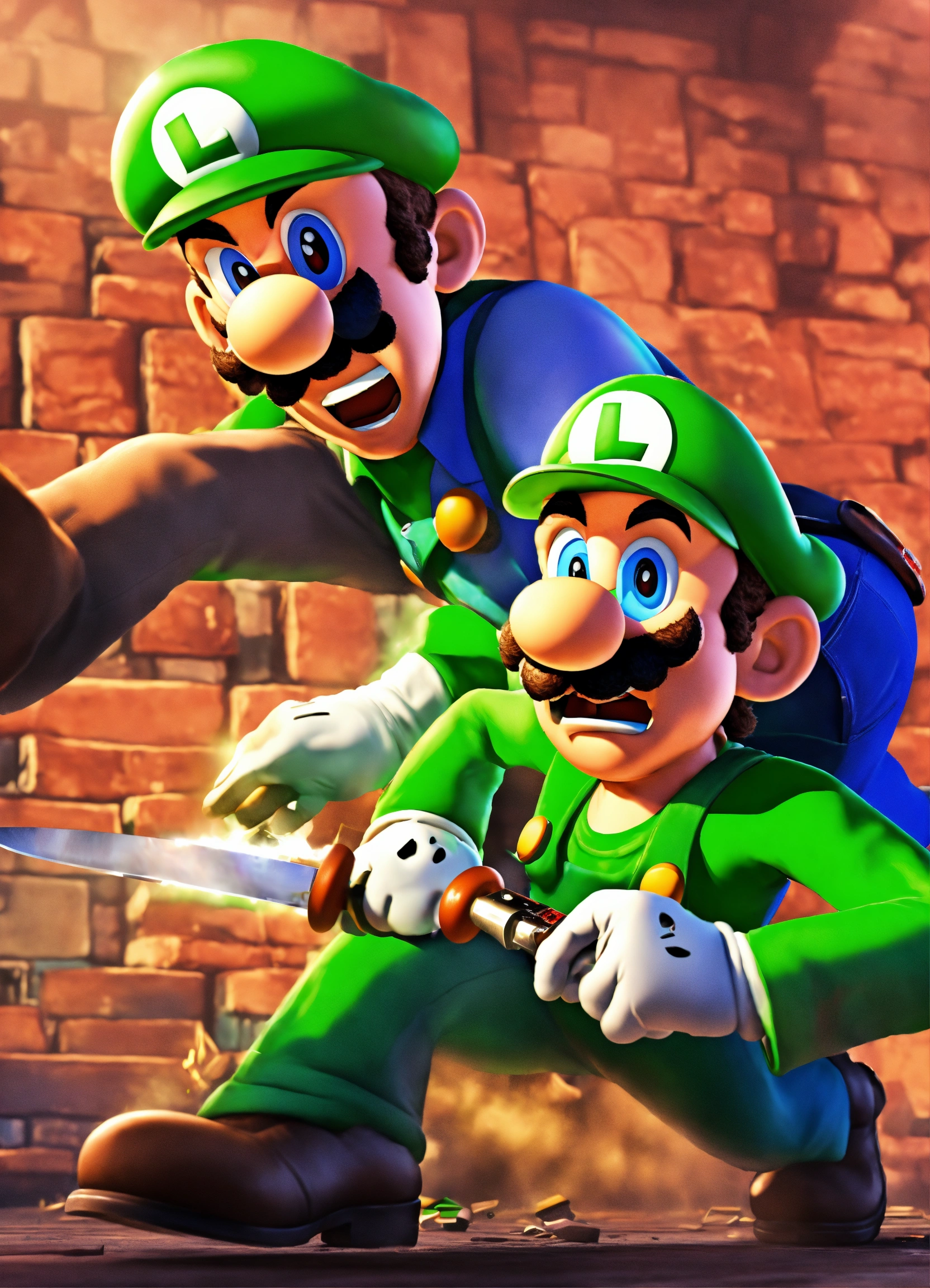 Lexica - Luigi getting tackled by a psycho angry man with a knife being ...