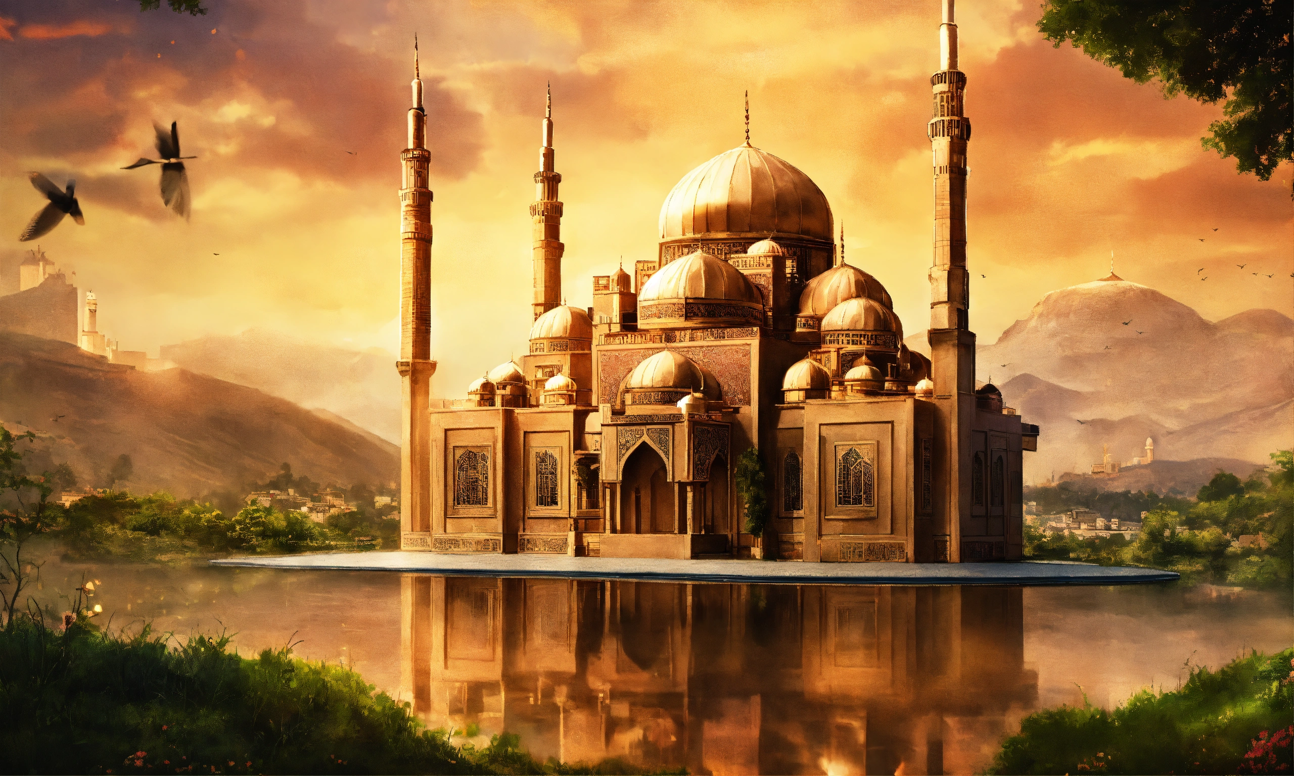 Lexica - Mosque in papercur background