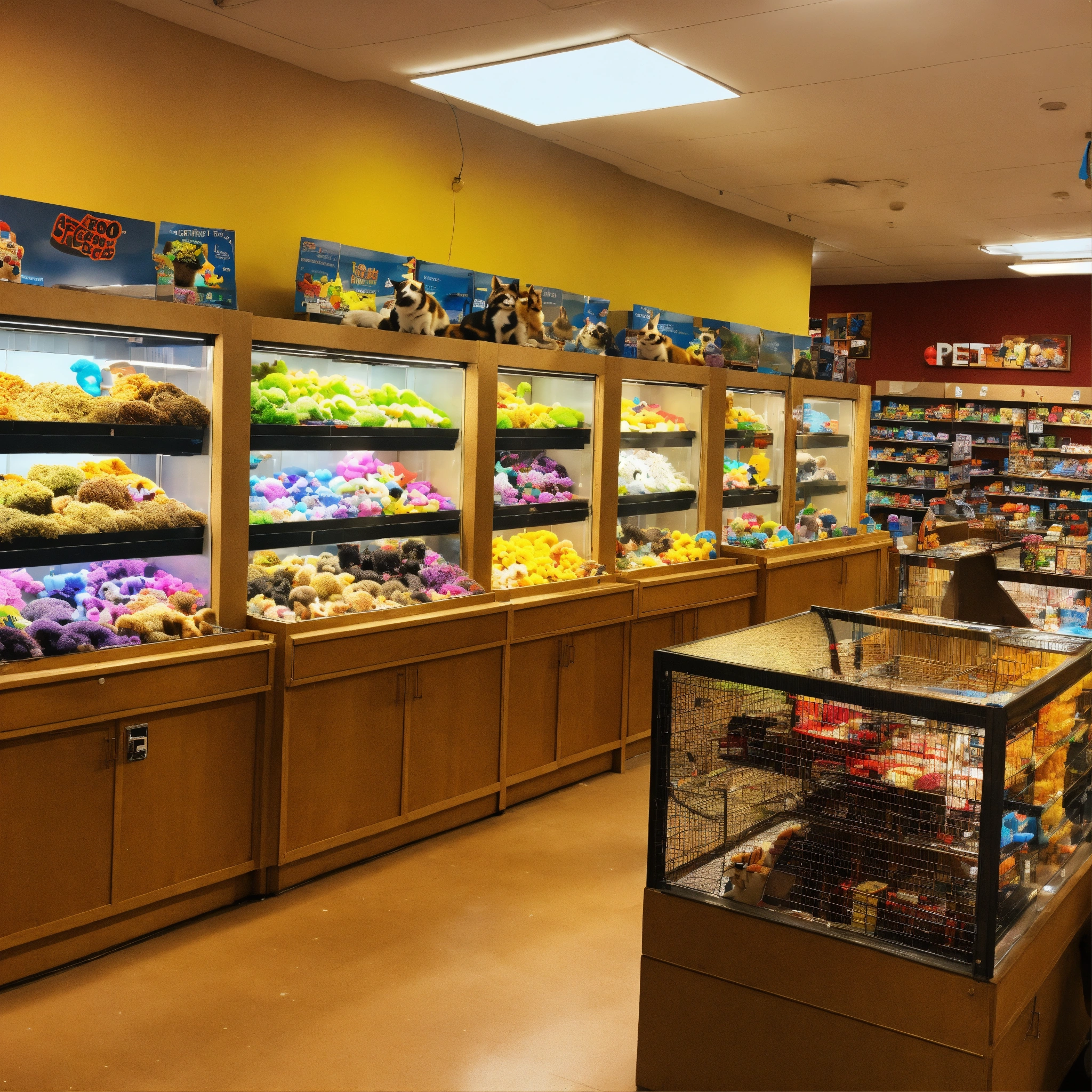 Lexica - A photo of a pet shop. The pet shop is well-organized and ...