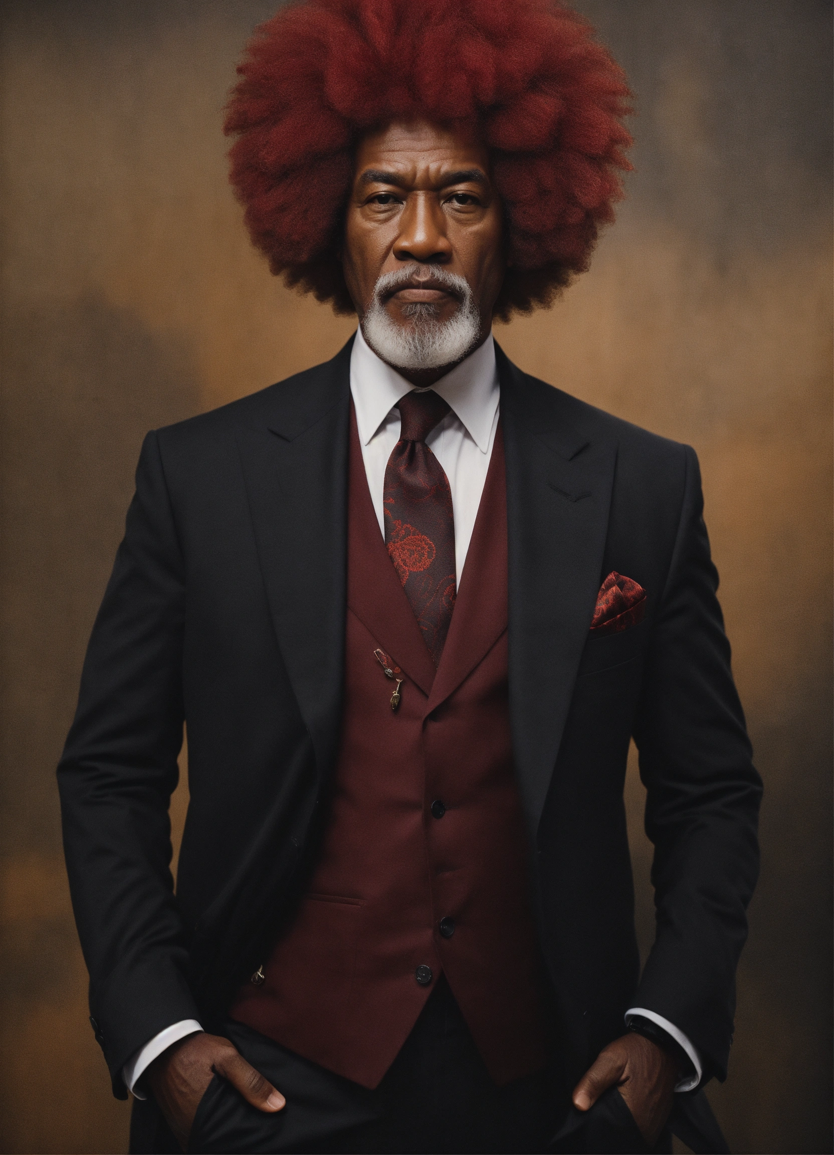 Lexica - Large red skinned older man with long burgundy Afro, Broad ...
