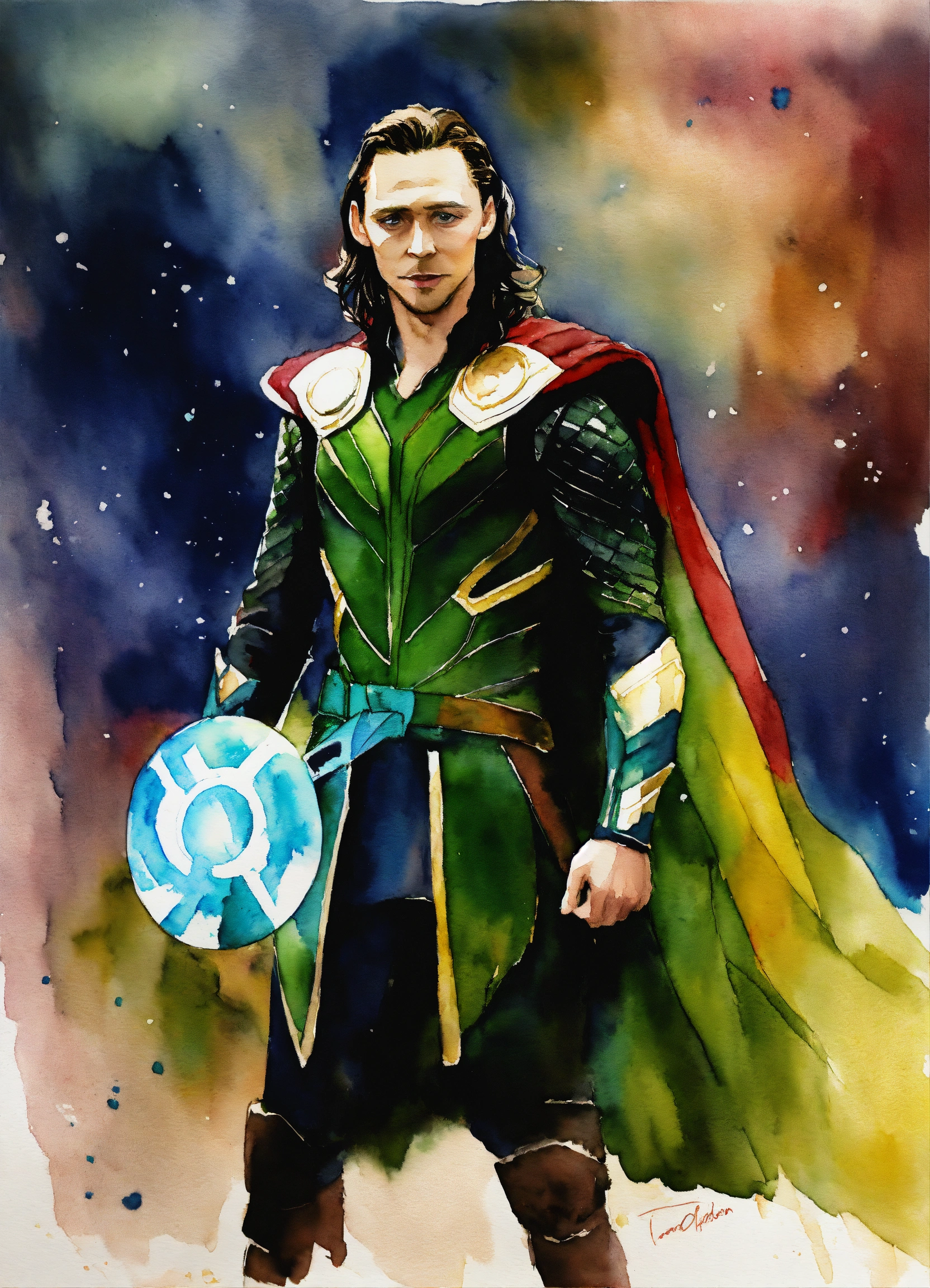 Lexica - Loki Laufeyson Tom Hiddleston and Thor Odinson watercolor