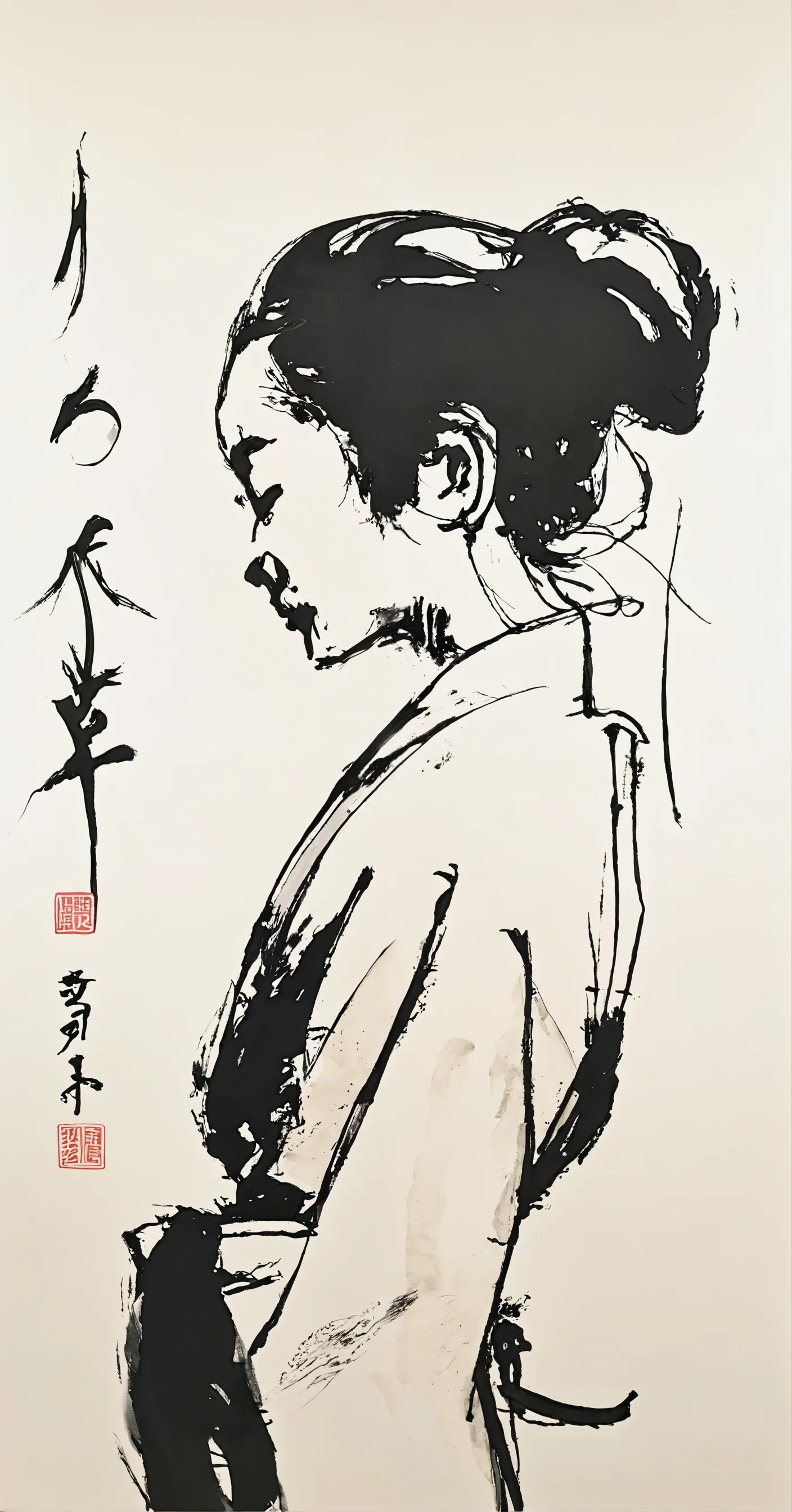 Lexica - Single line Sumi-e (墨絵) painting, minimalistic single line ...