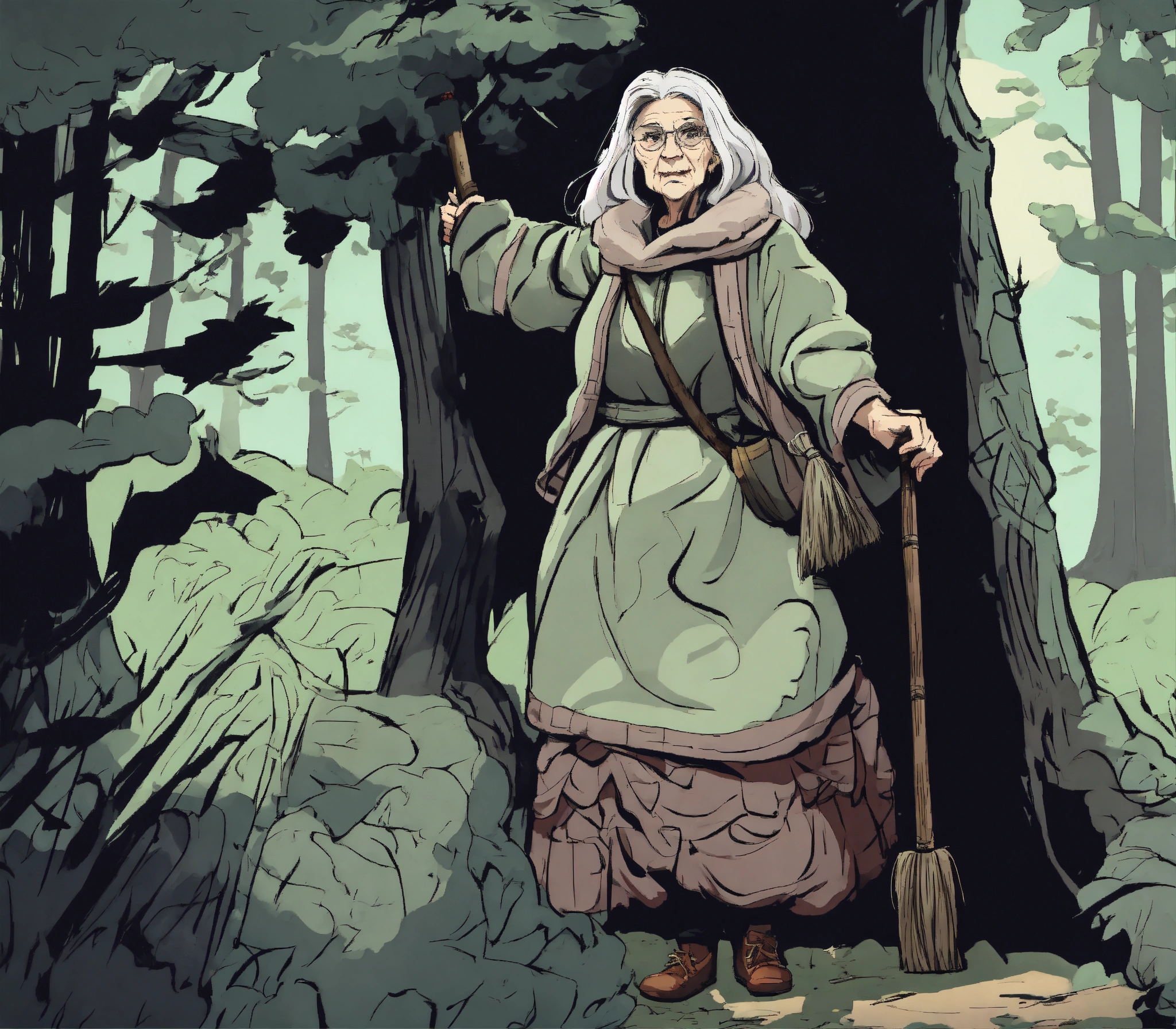 Lexica - Fantasy cartoon style scary old lady with a long crooked nose ...