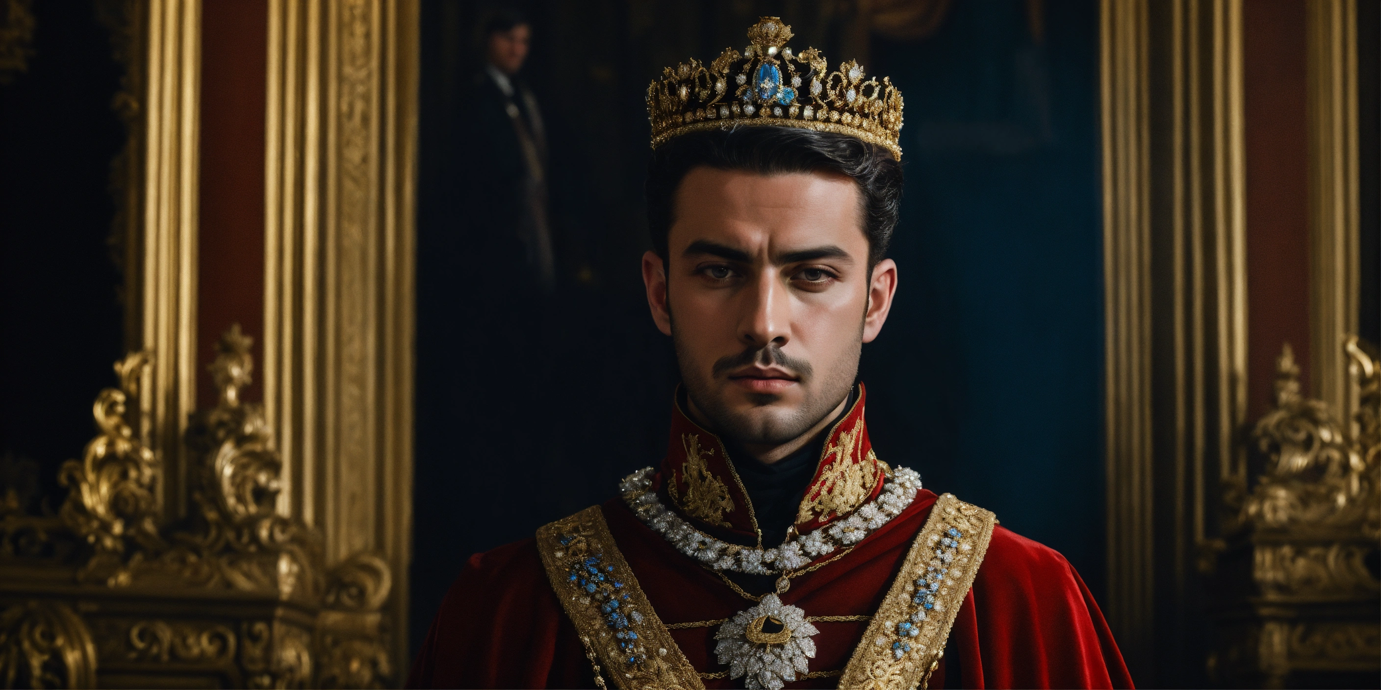 Lexica - Dramatic portrait of a young and handsome evil French emperor ...