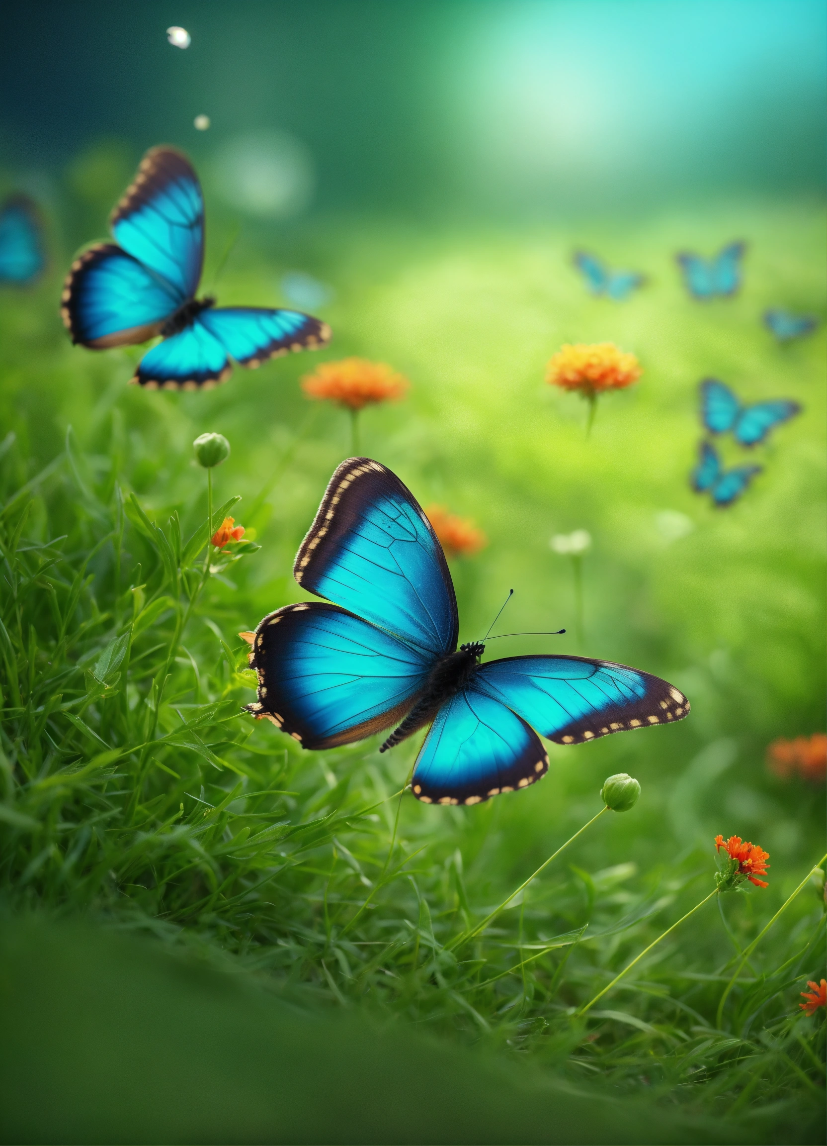 Lexica - Hyperrealistic and beautiful butterflies on the grass and ...