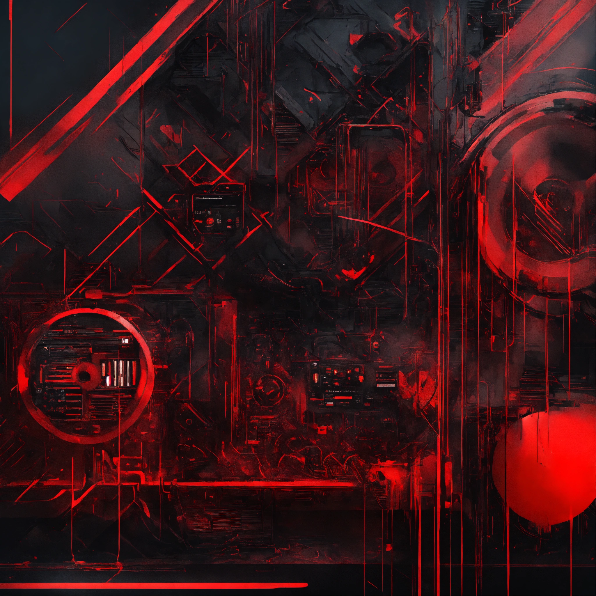 Lexica - Cover hand painting techno music black and red tone